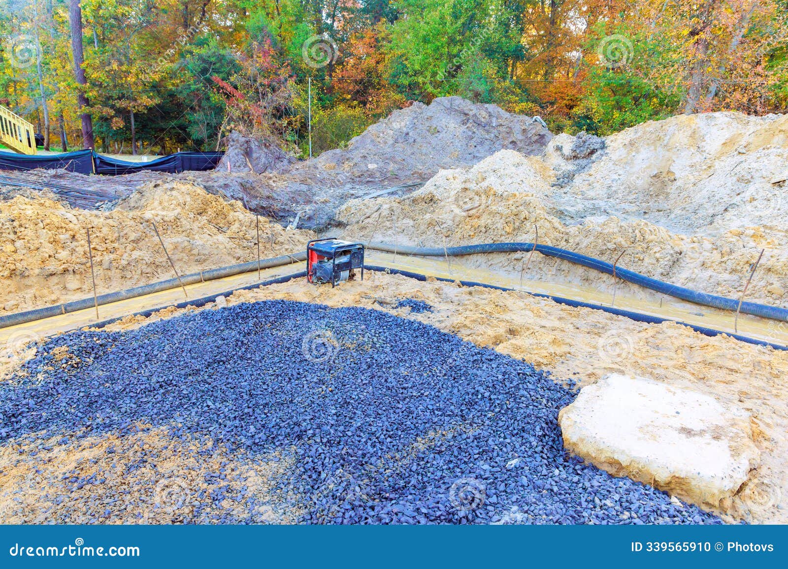 In Construction of Building, Preparation Ground Foundation To ...