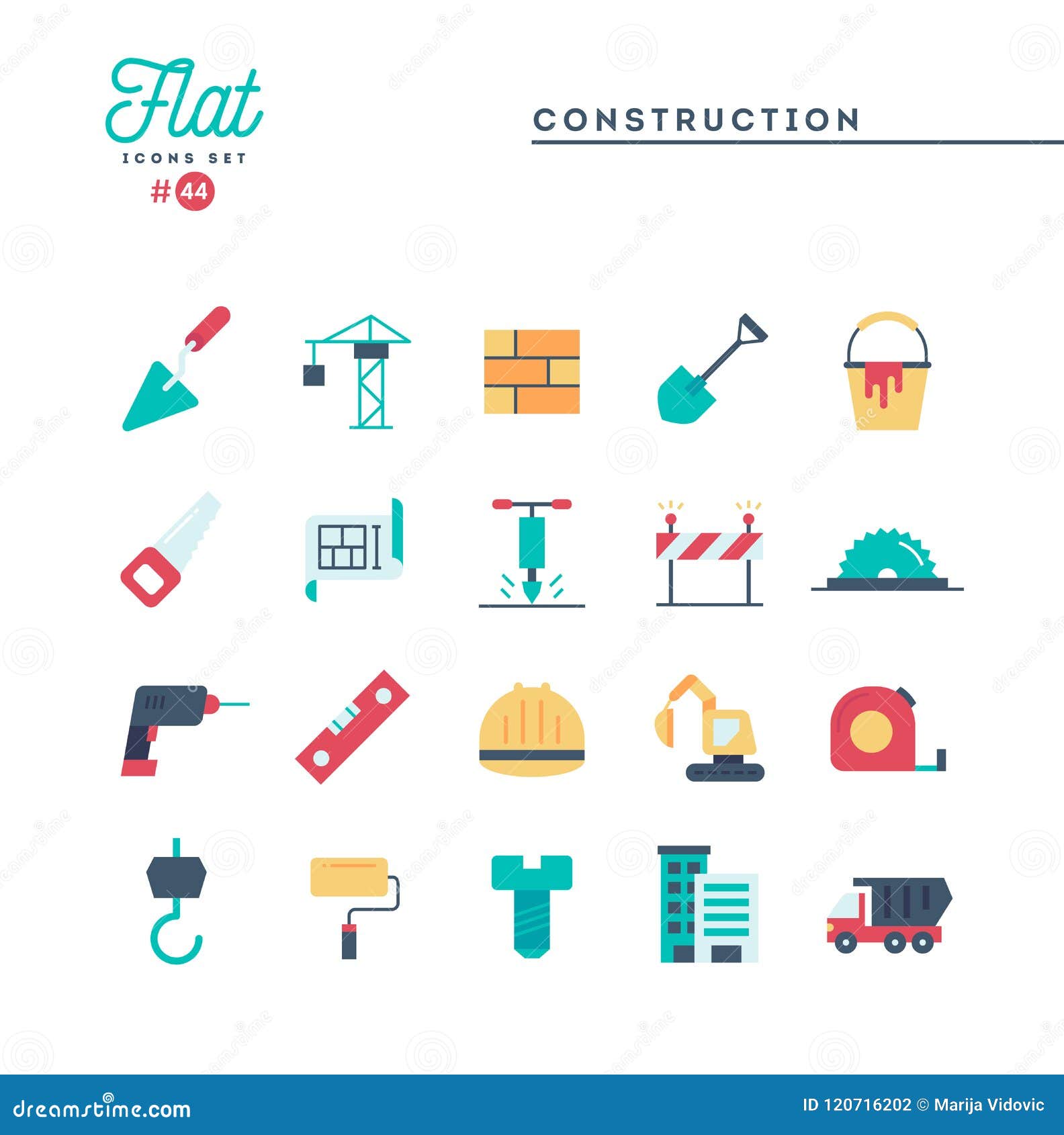 Construction, Building, Project, Tools and More, Flat Icons Set Stock ...