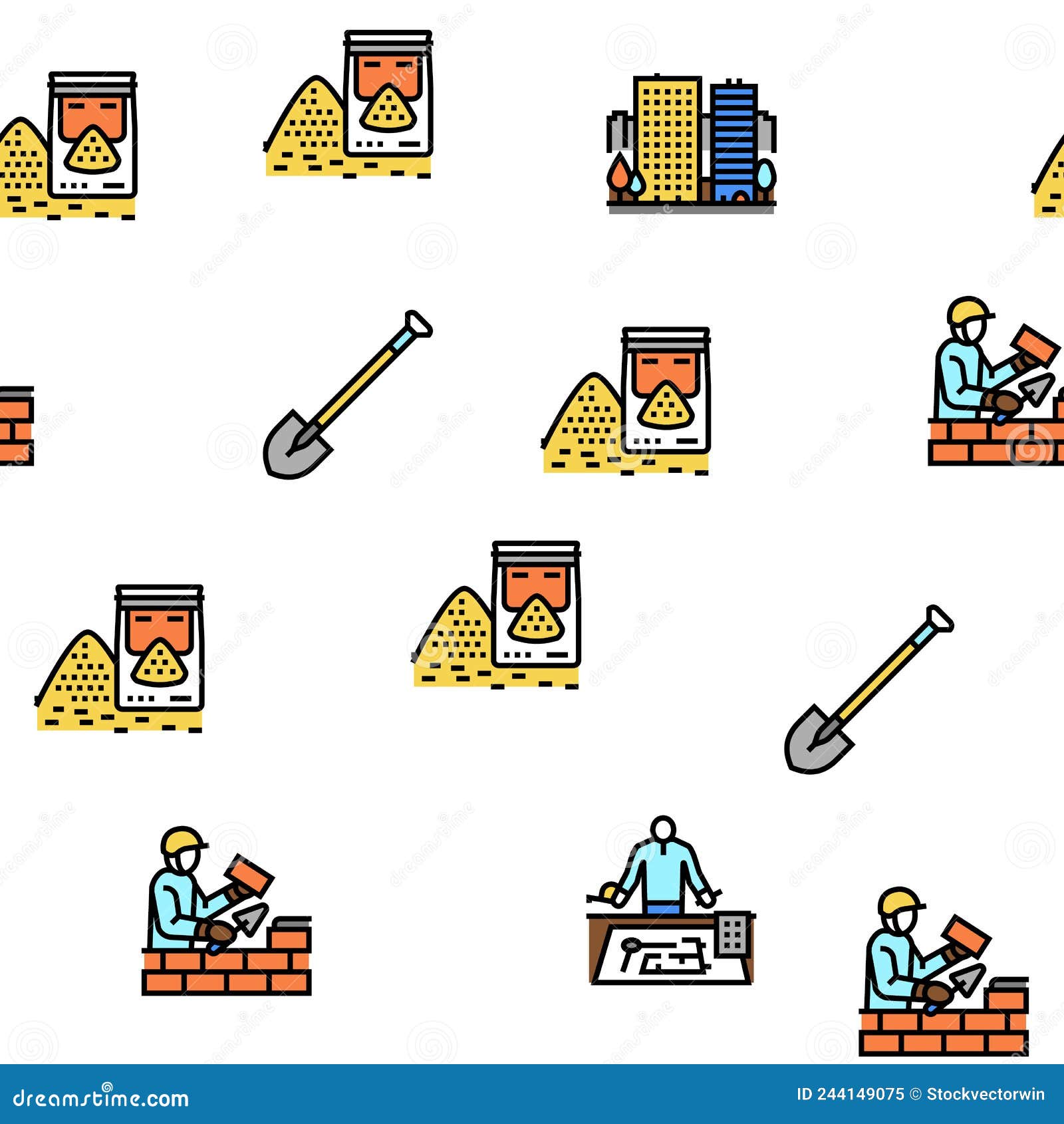 Construction Building and Repair Vector Seamless Pattern Stock Vector ...