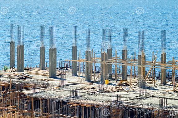 Construction of a Building on the Seaside Stock Image - Image of resort ...
