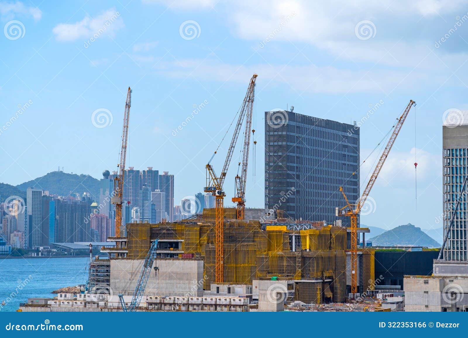 Construction Building Shore. Pile Driving in Foundation Pit for ...