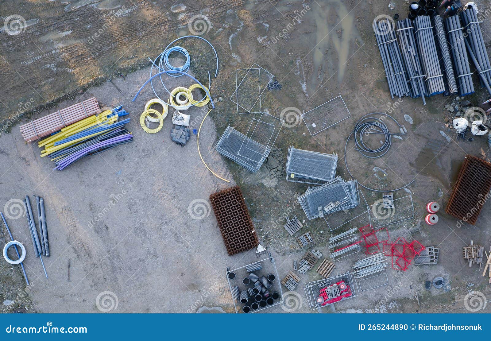 Construction Building Site Materials and Tools Viewed from Above Stock ...