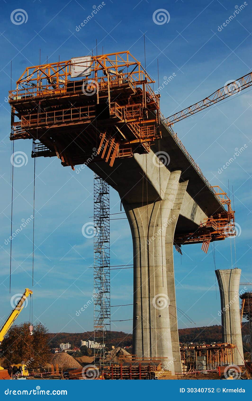 Concrete Pillars Construction Stock Photo - Image of freeway ...