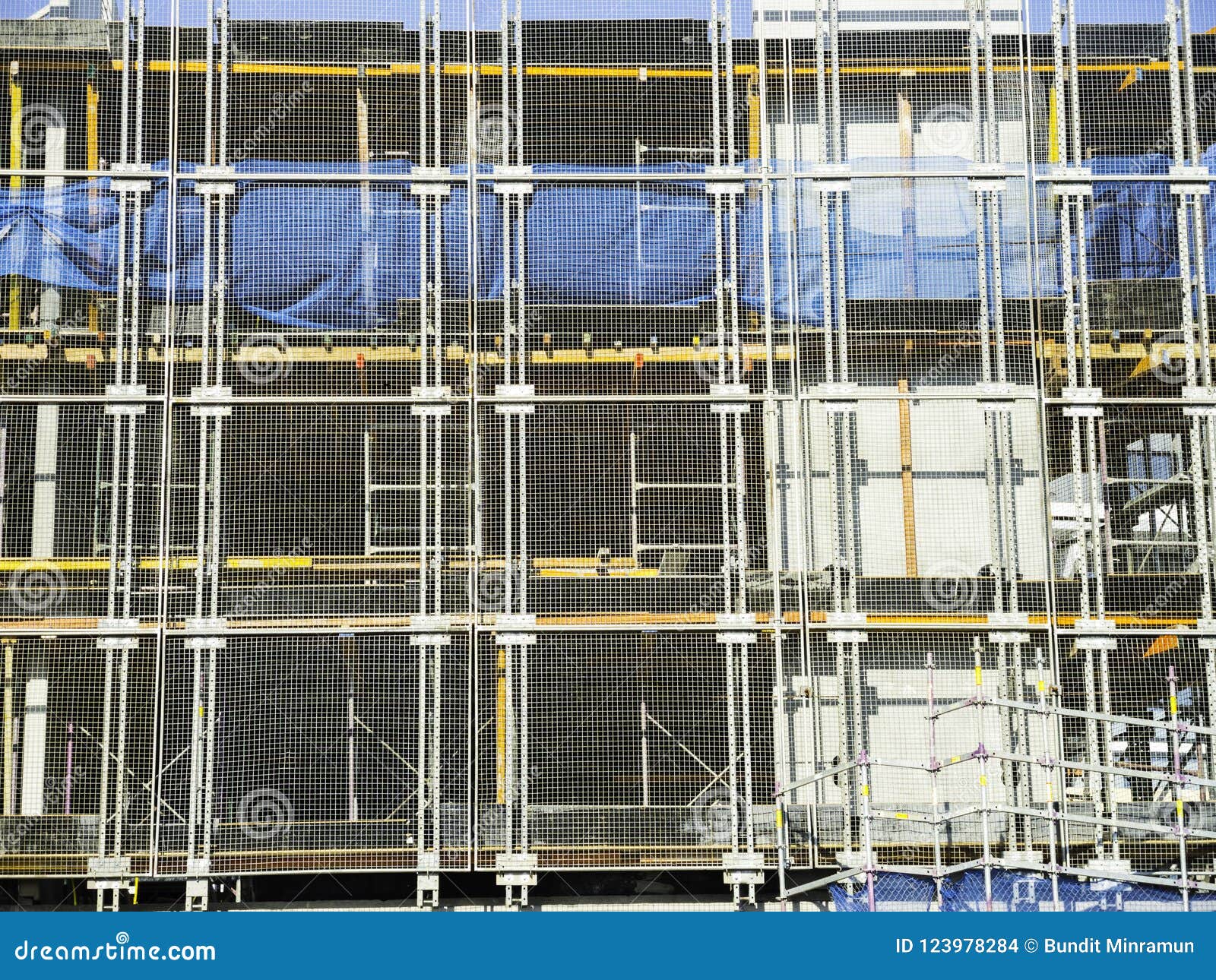 Construction Building Site with Scaffolding. Stock Photo - Image of ...