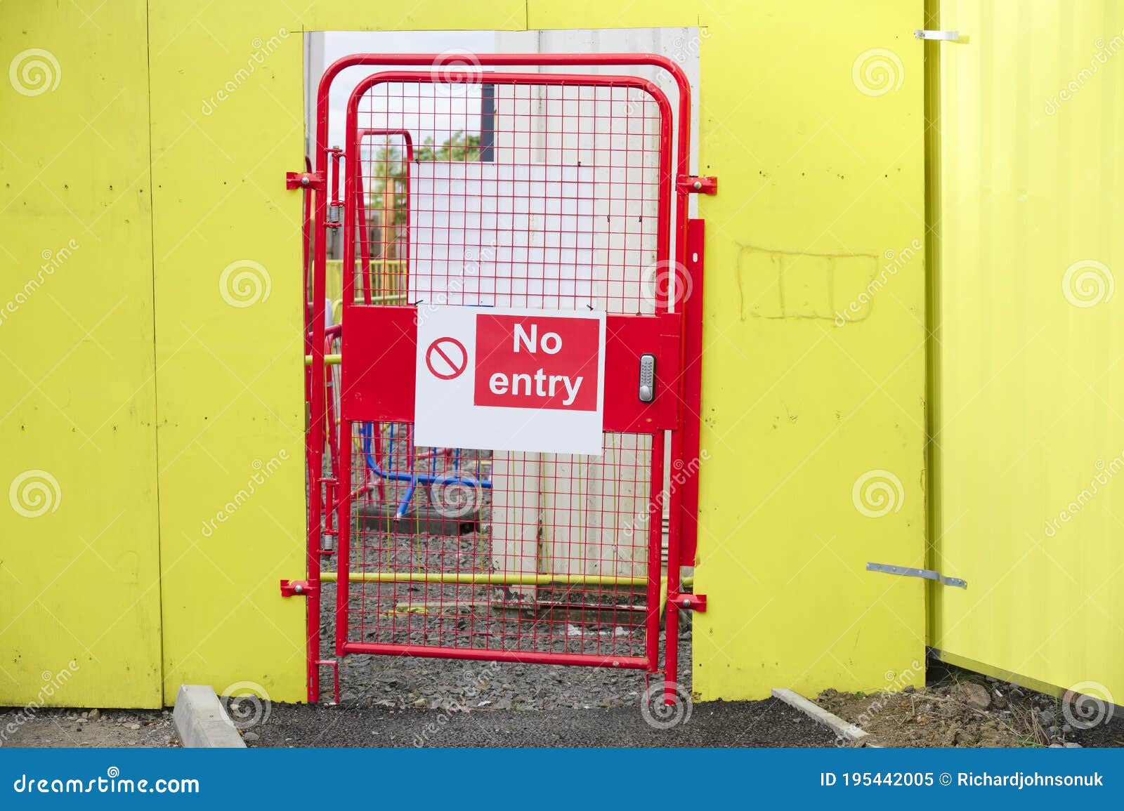 Construction Building Site Sign at Entrance on Gate Stock Image - Image ...