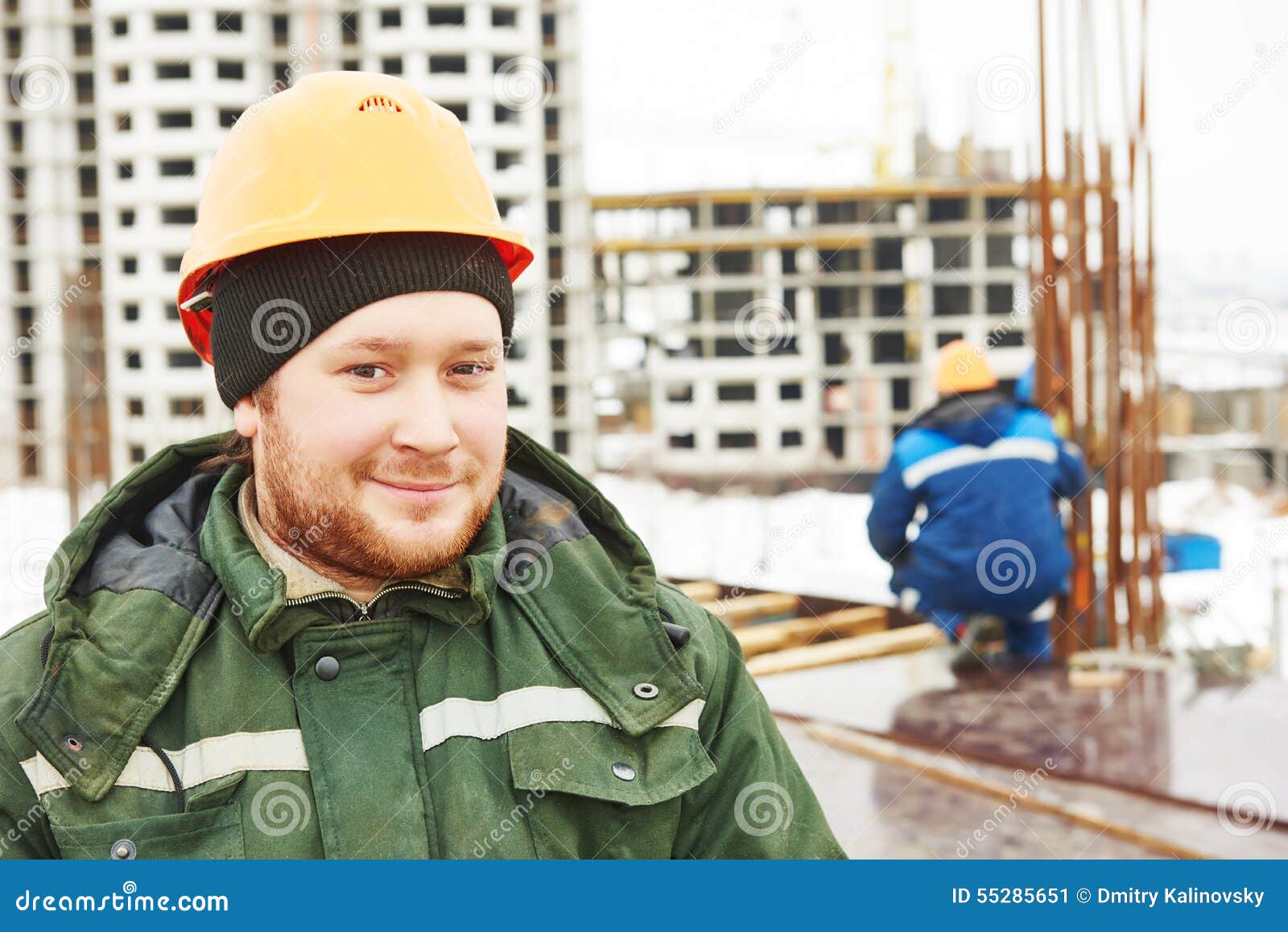Construction Building Site Workers Stock Image - Image of helmet ...