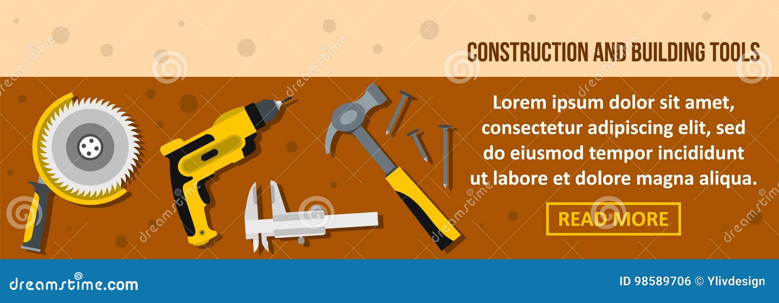 Construction and Building Tools Banner Horizontal Concept Stock Vector ...