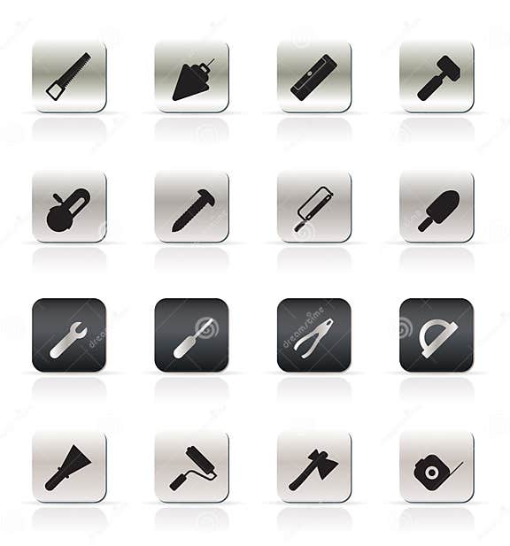 Construction and Building Tools Icons Stock Vector - Illustration of ...