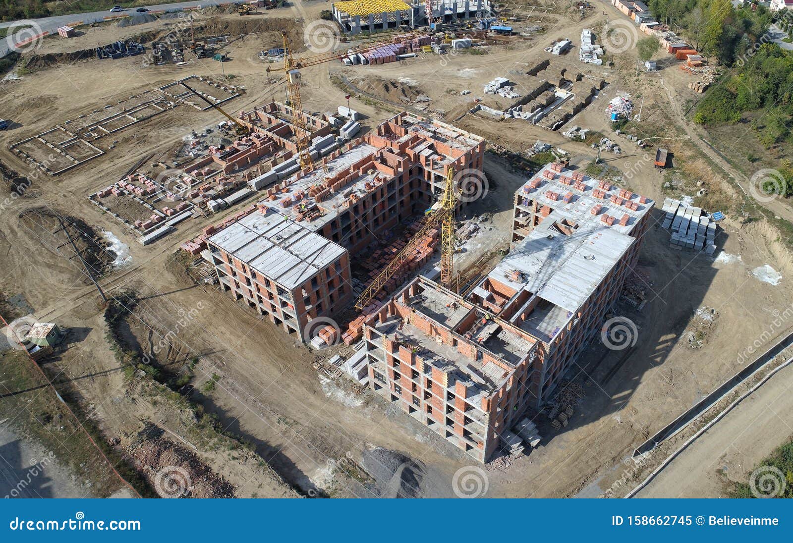 Construction of the Building Top View. Stock Image - Image of splash ...