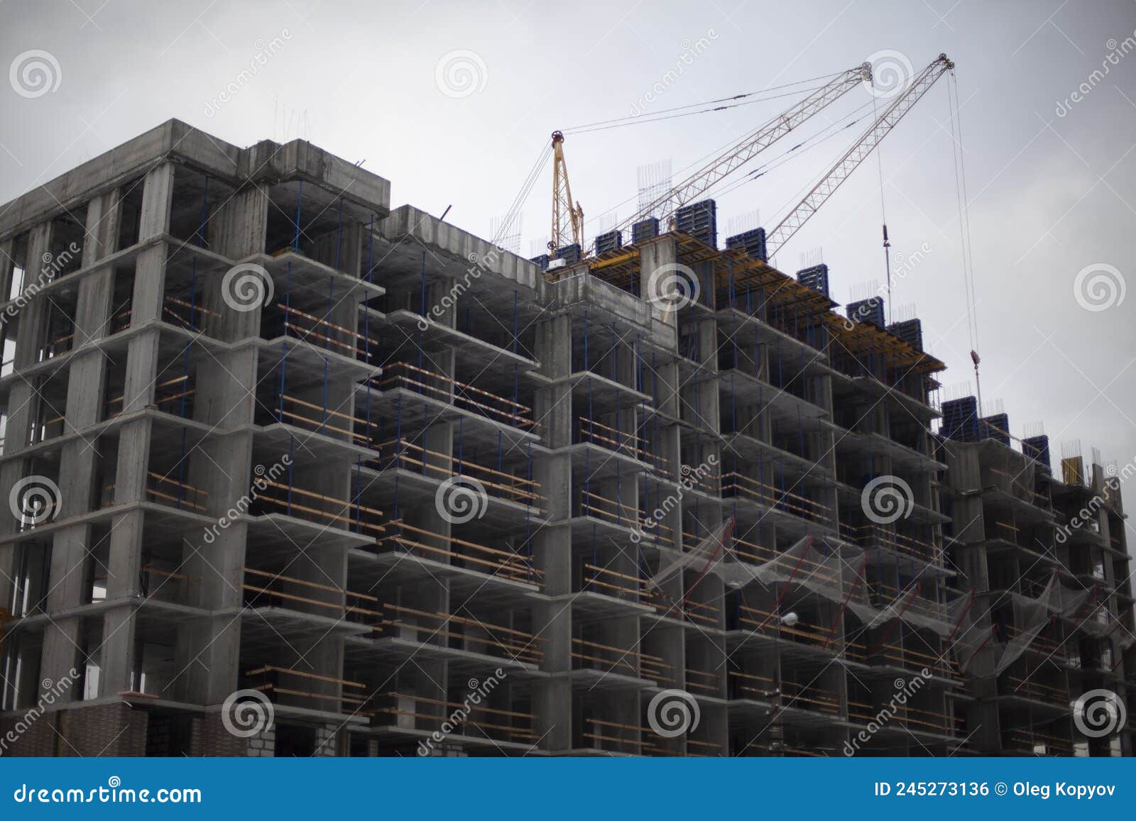 Construction Of Building. Walls Are Made Of Concrete Blocks. View Of ...