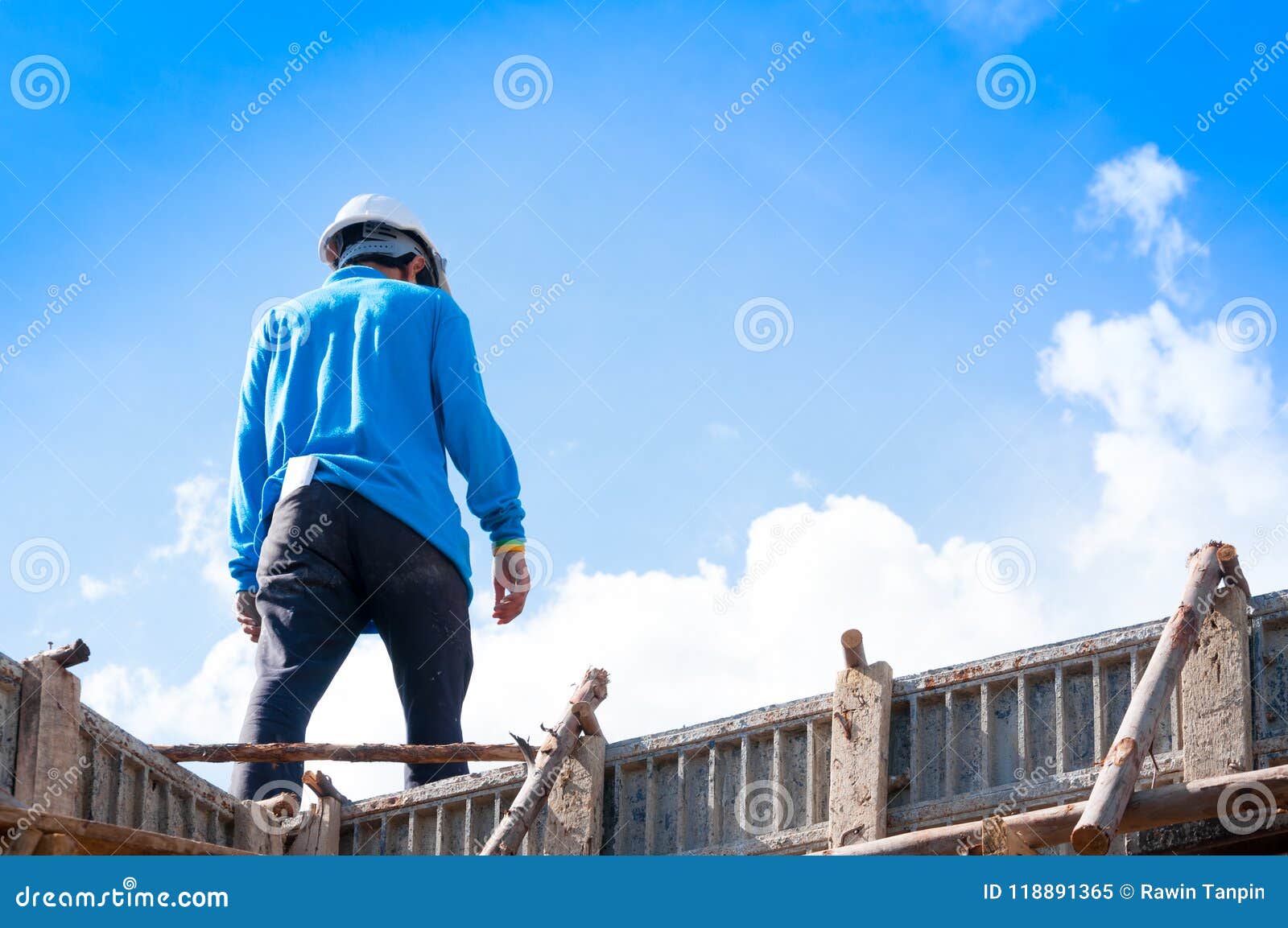 Construction Building Workers at Construction Stock Image - Image of ...