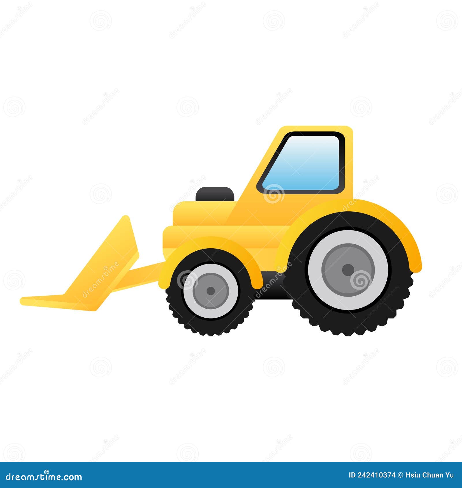 Bulldozer In Cartoon Style Stiker On White Background On Isolated ...