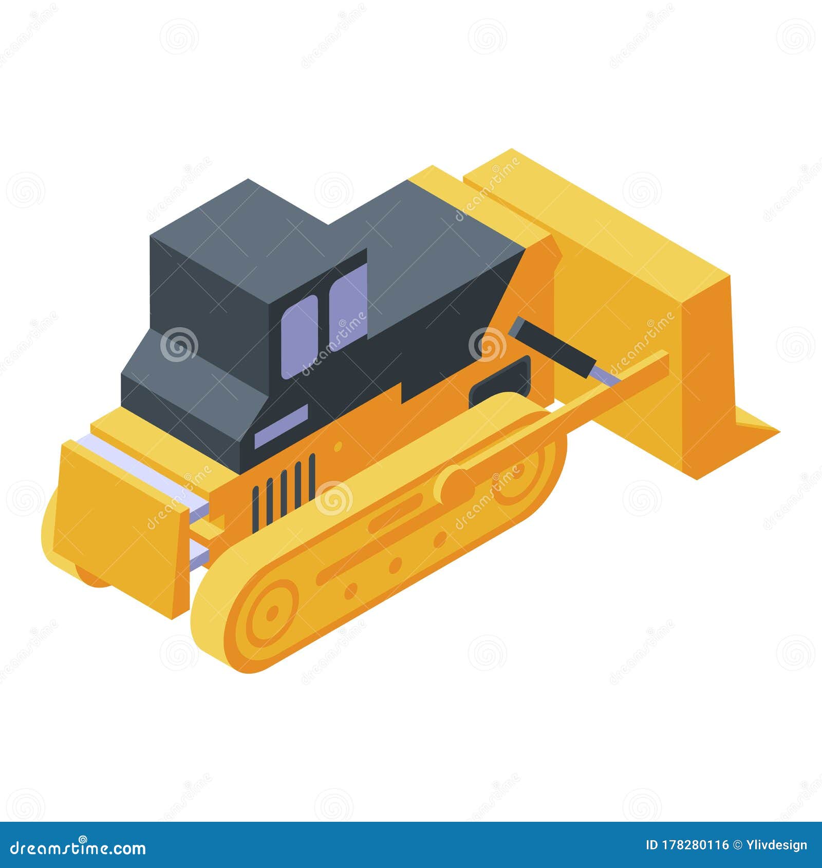 Bulldozer Isometric Style Isolated. Agrimotor 3d Model. Tractor Vector ...
