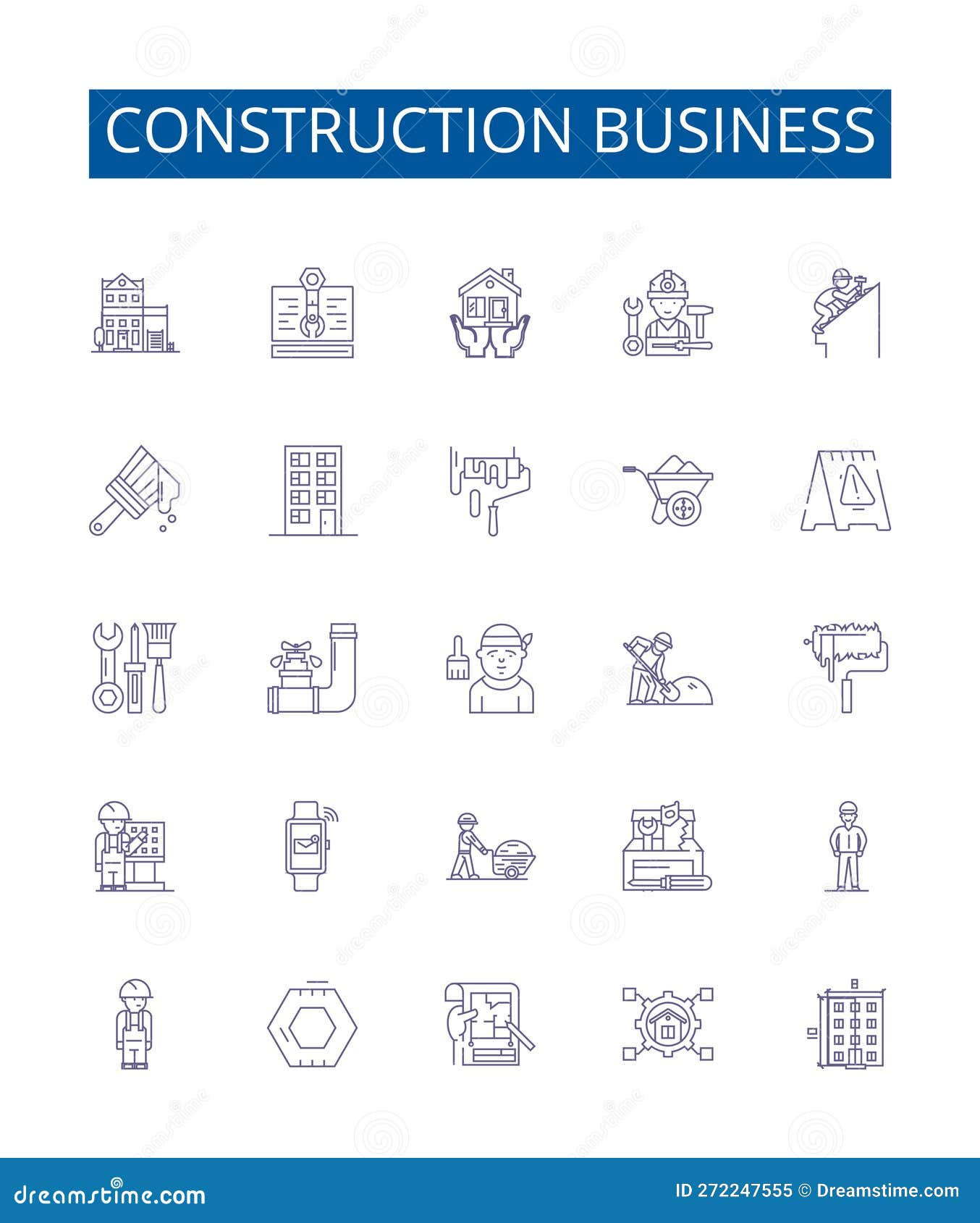 Construction Business Line Icons Signs Set. Design Collection of ...