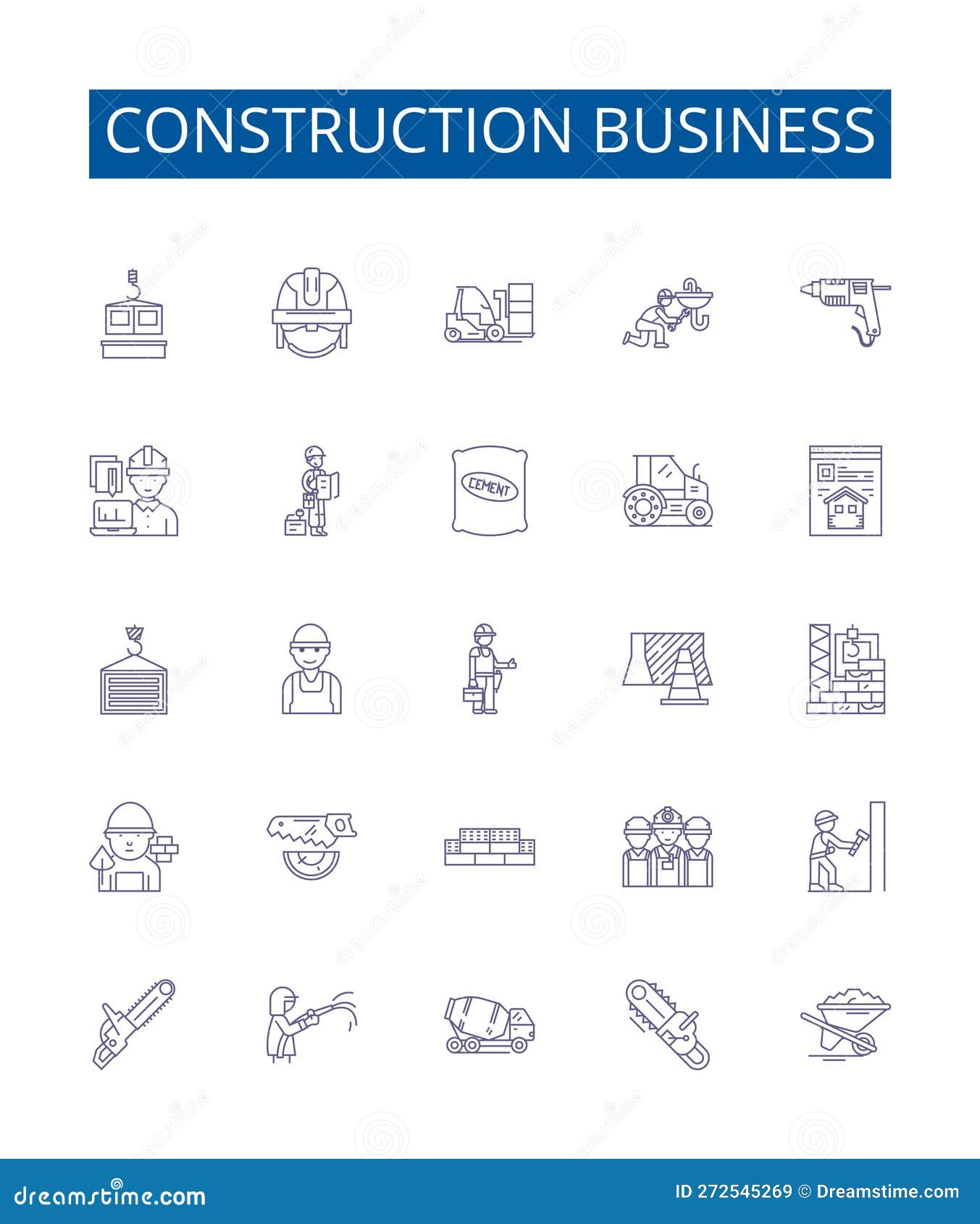 Construction Business Line Icons Signs Set. Design Collection of ...