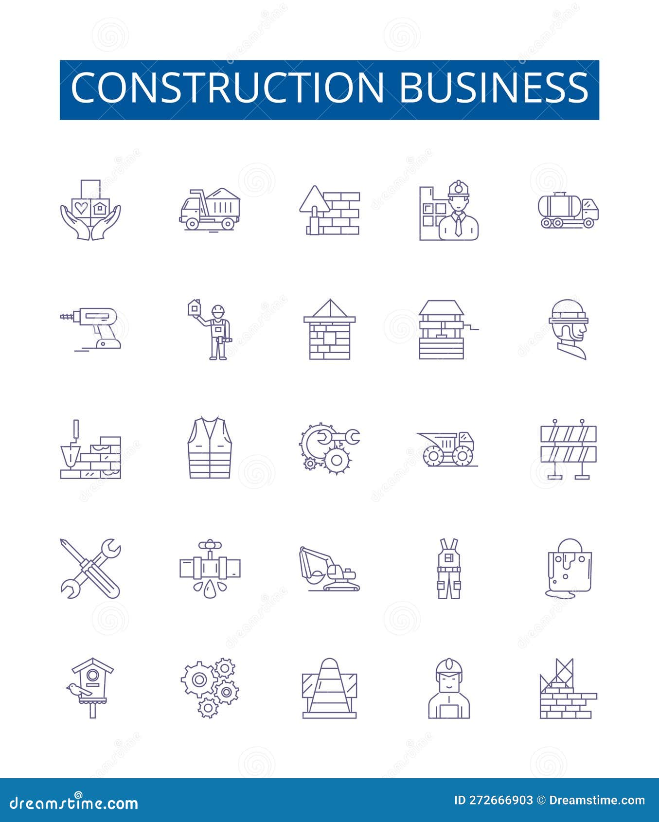 Construction Business Line Icons Signs Set. Design Collection of ...
