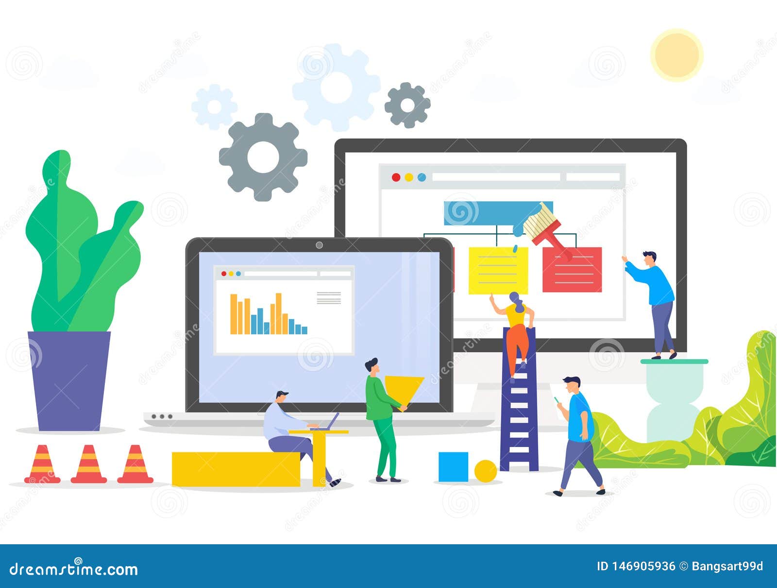 Construction of Business Office Website Illustration Stock Vector ...