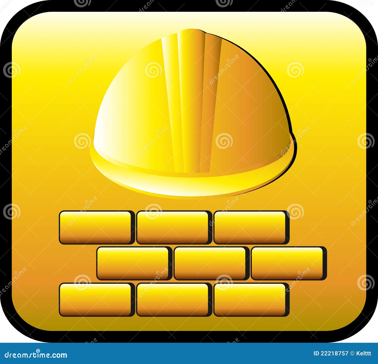 Construction Button with Helmet and Bricks Stock Vector - Illustration ...