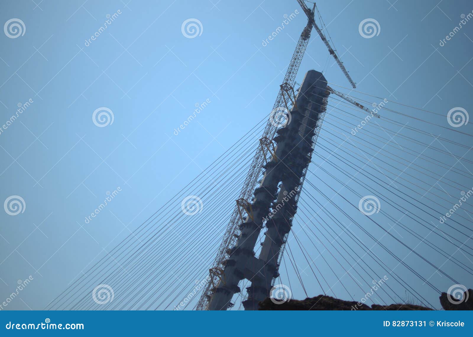 Construction of the Cable-stayed Bridge. Cable-stayed Pylon in ...