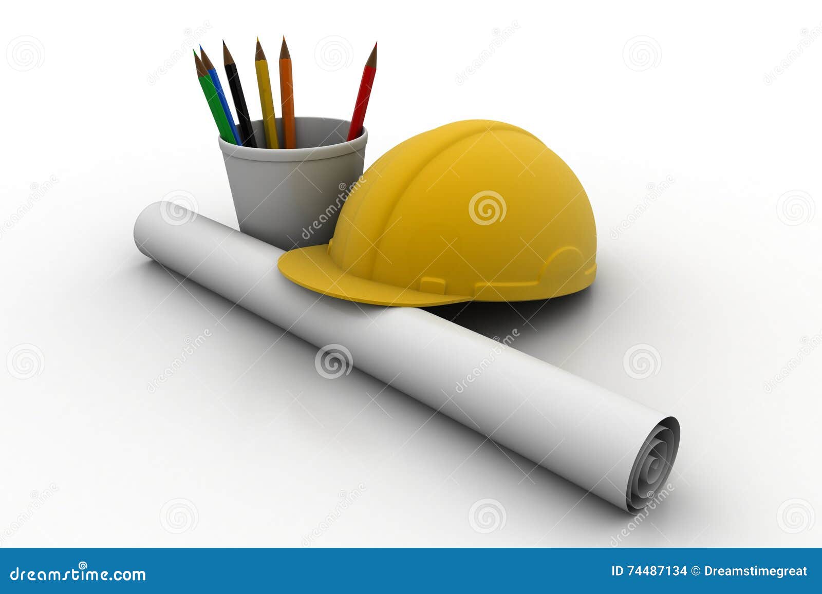 Construction Cap with Drawings Stock Illustration - Illustration of ...