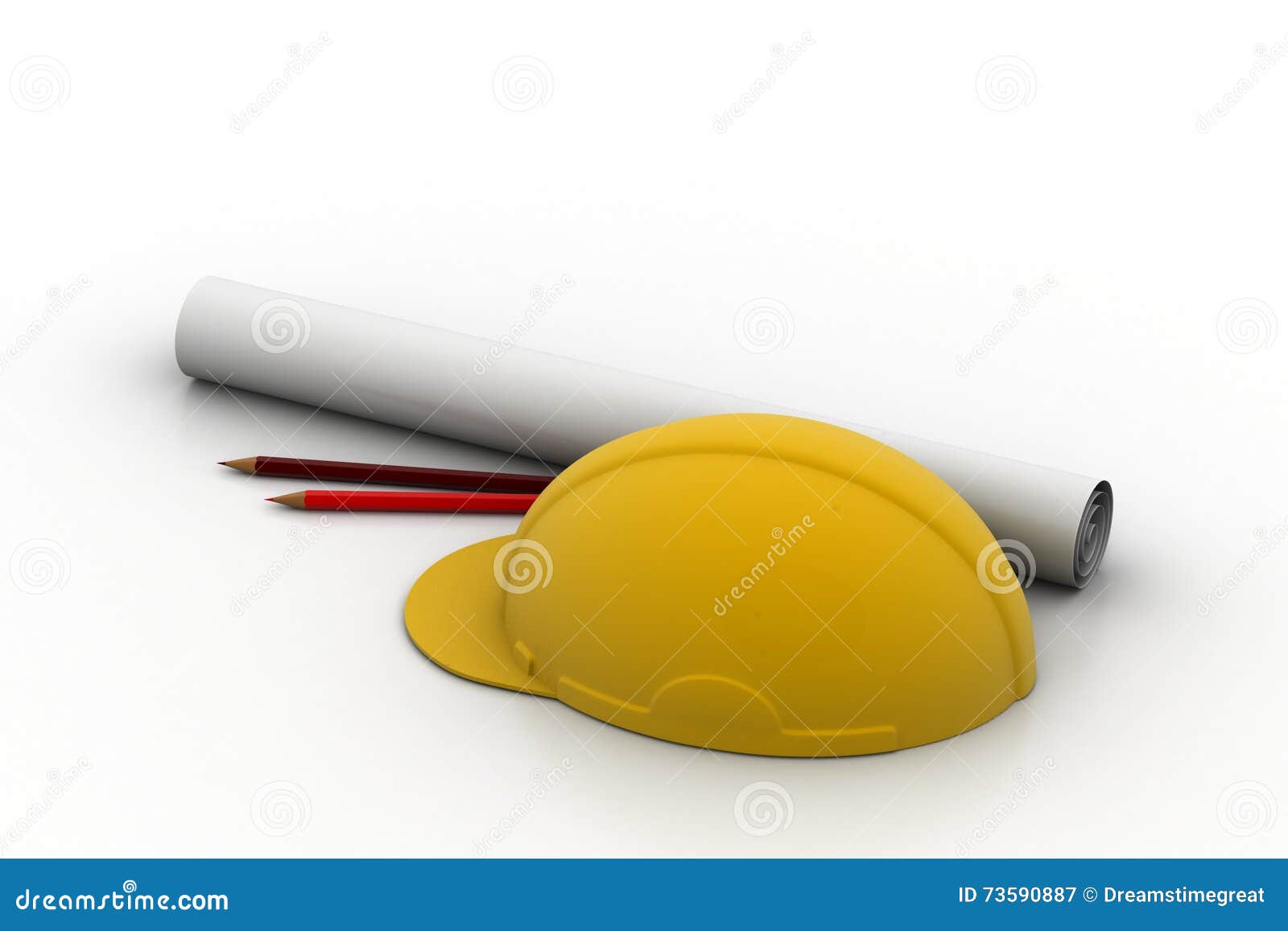 Construction Cap with Paper Roll Stock Illustration - Illustration of ...