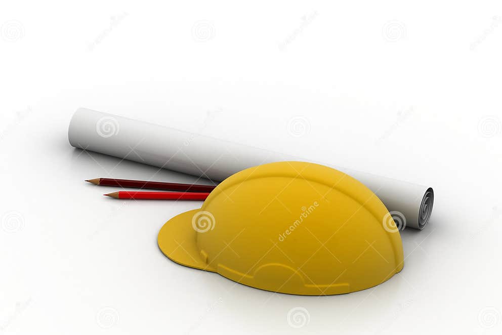 Construction Cap with Paper Roll Stock Illustration - Illustration of ...