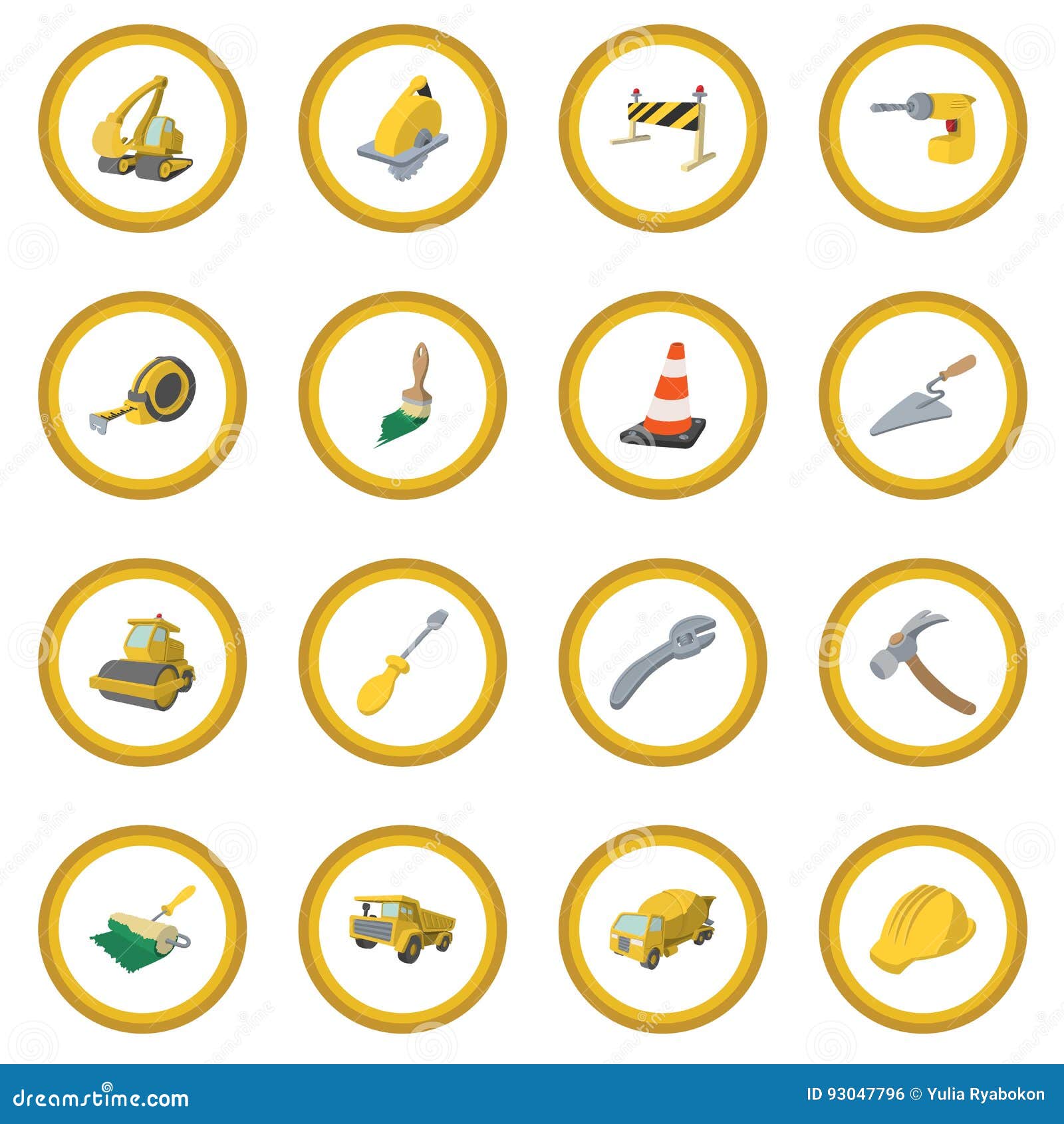 Construction Cartoon Icon Circle Stock Vector - Illustration of ...