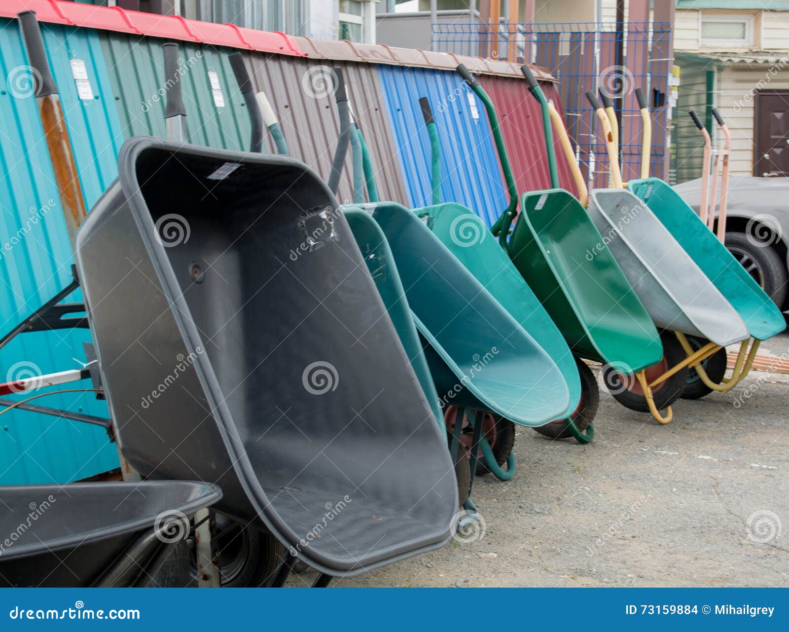 Construction Carts of Different Colors Stock Photo - Image of place ...