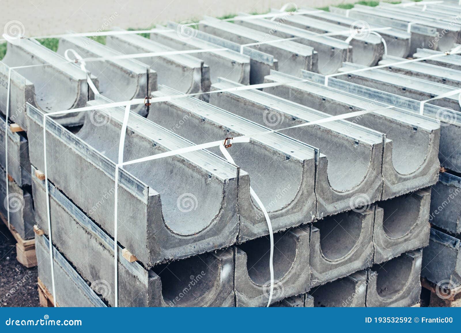 Cement Blocks for Road Construction Gutter and Sewer on a City Street ...