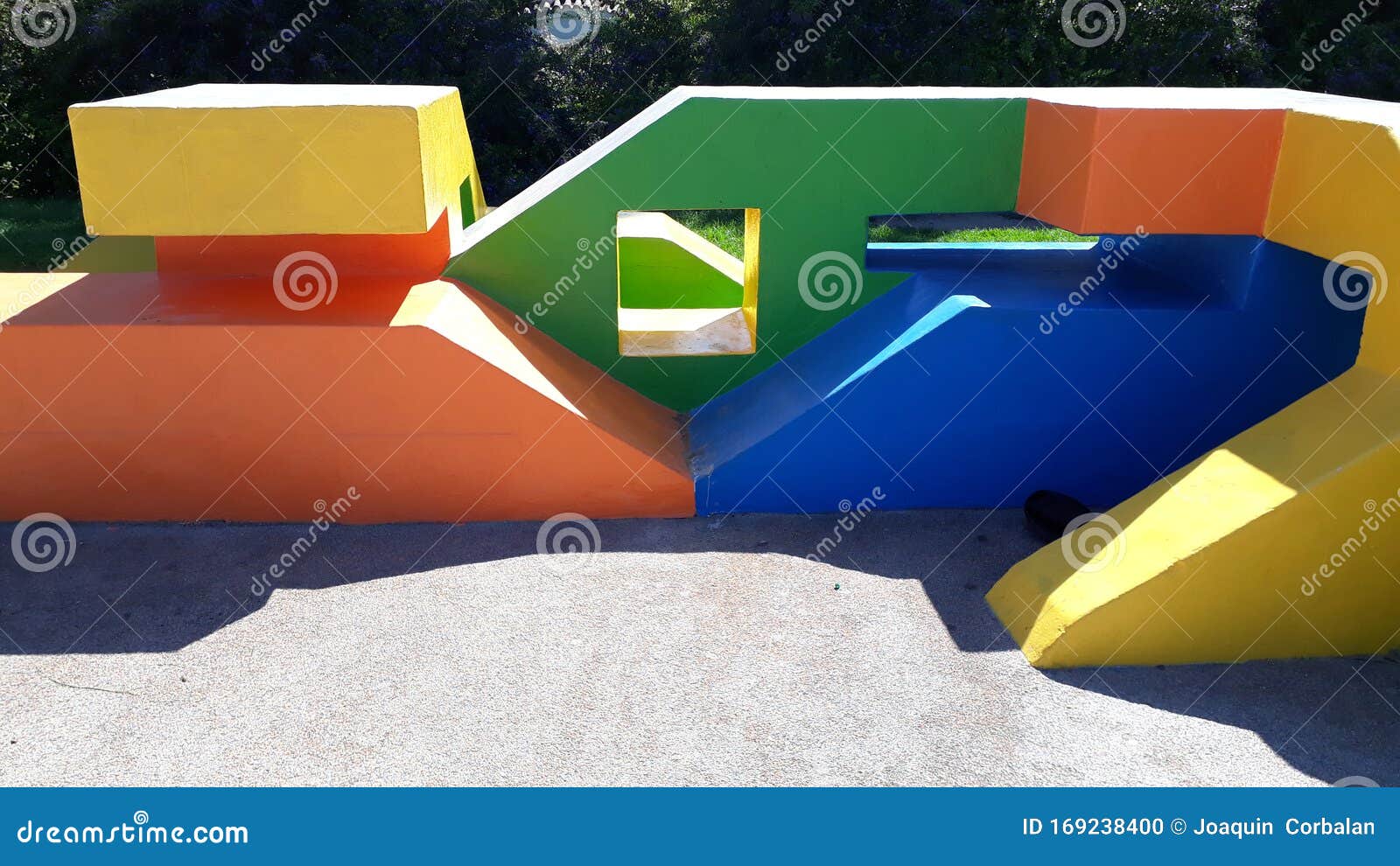 Construction of Cement with Colorful Geometric Shapes in a Playground ...