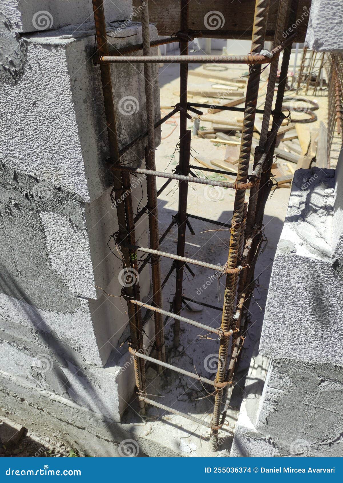 Construction Cement Pole, Iron ,house Build Stock Photo - Image of pole ...