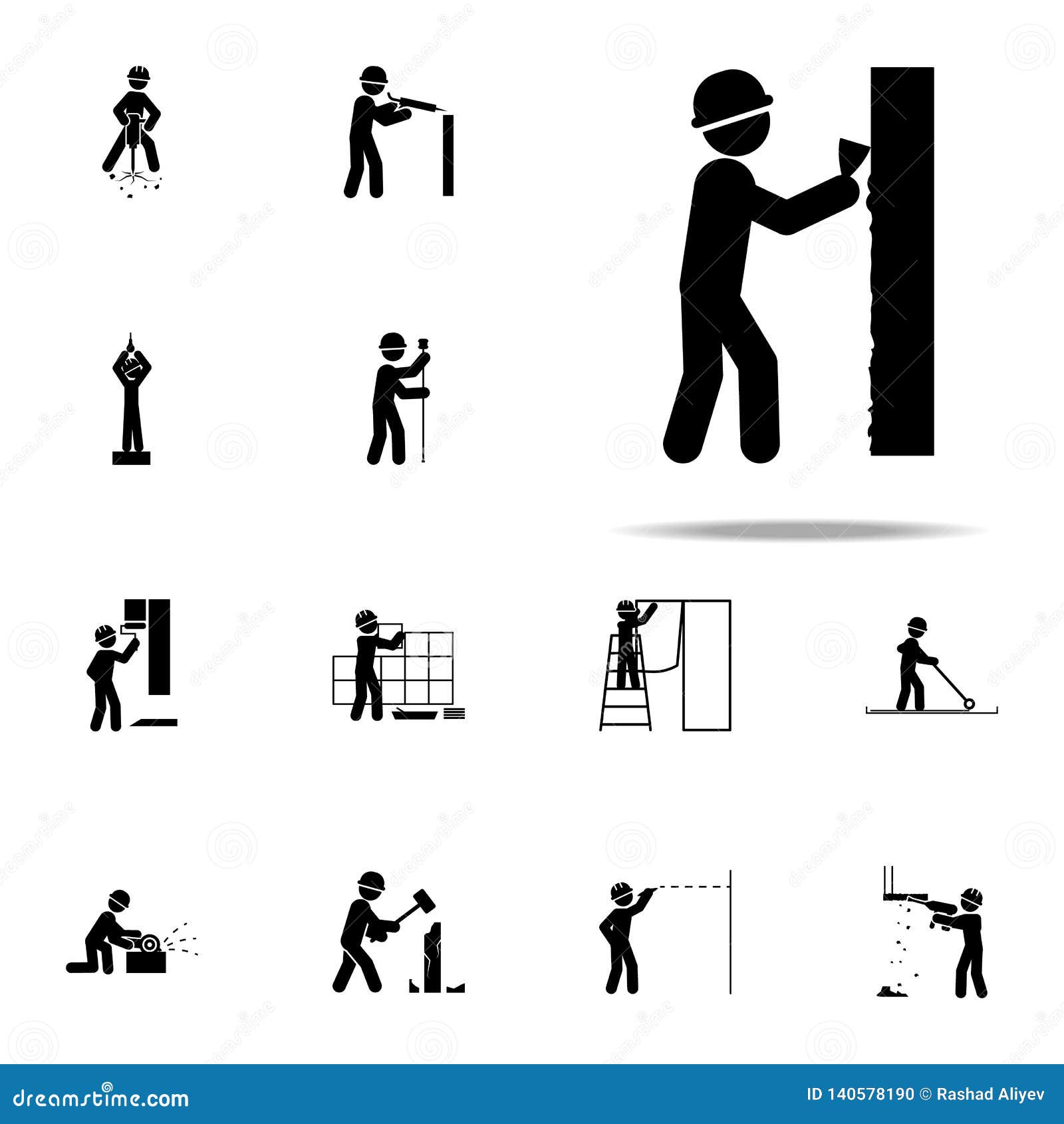 Construction, Cement Worker Icon. Construction People Icons Universal ...