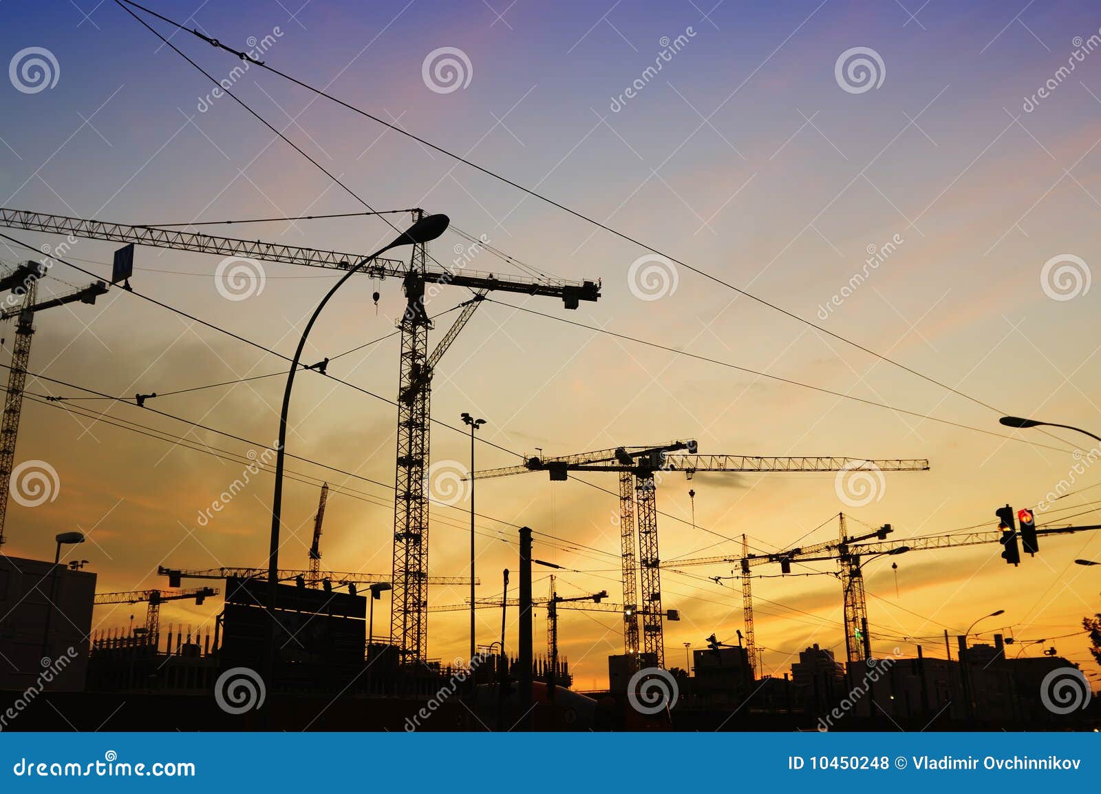Construction chaos at dusk stock photo. Image of building - 10450248