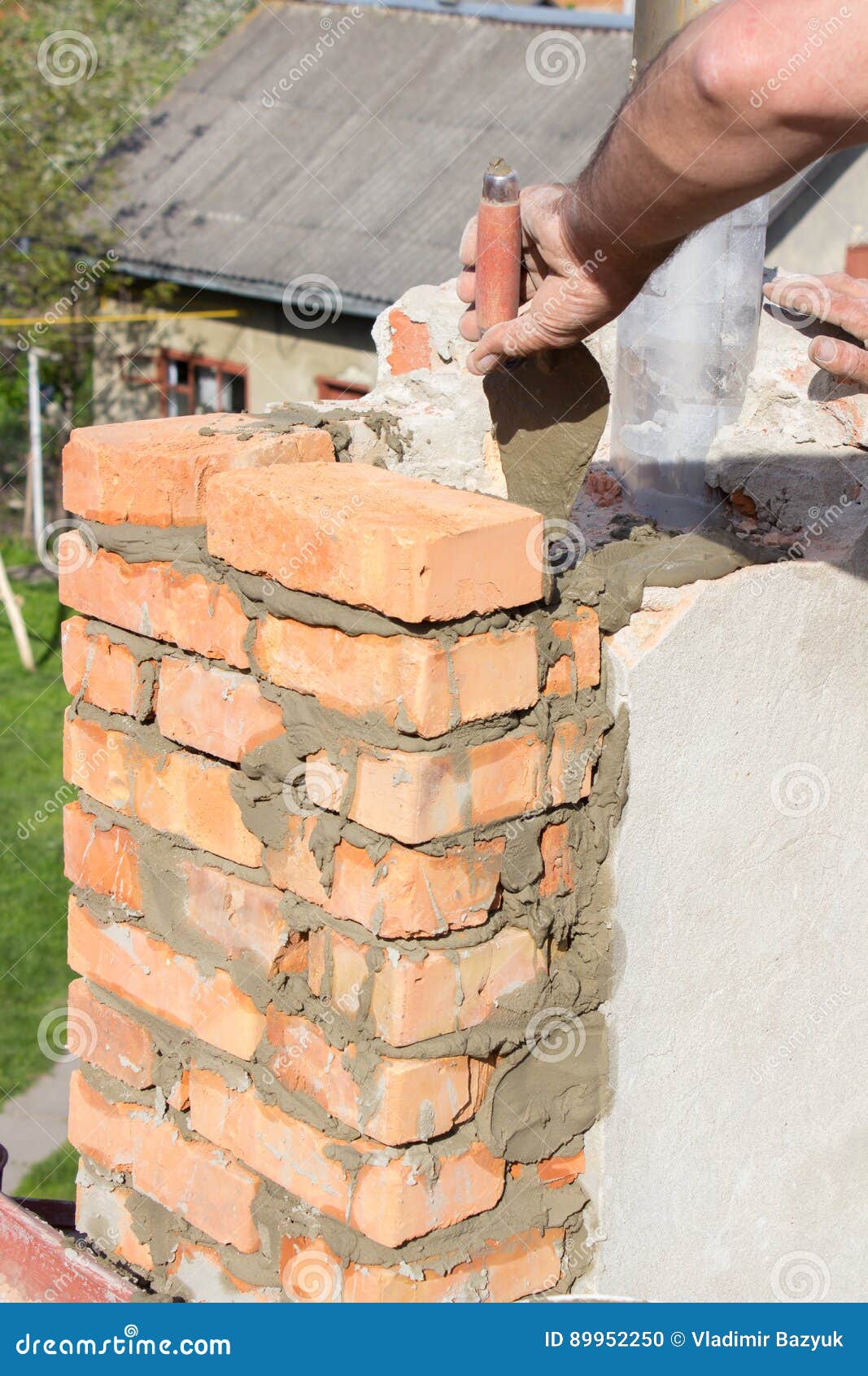Construction Chimney of Bricks Stock Photo - Image of engineer ...