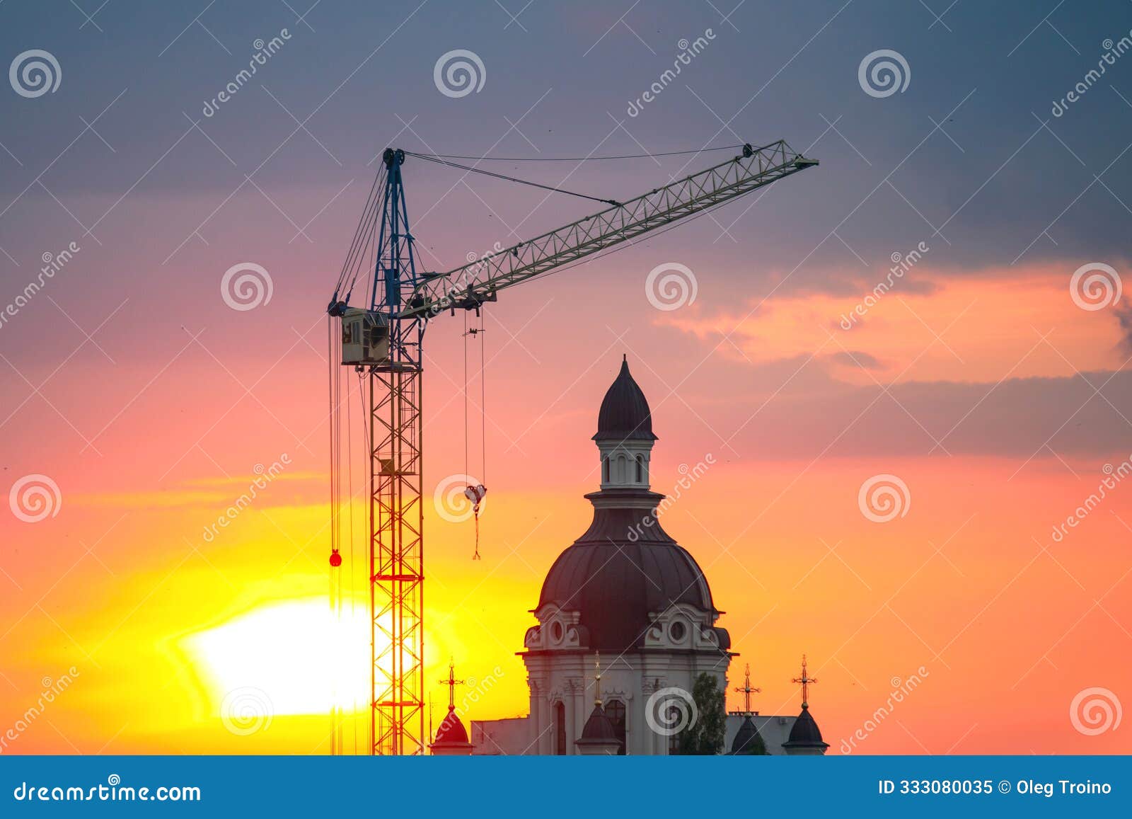 Construction of a Christian Church Building Using a Construction Crane ...