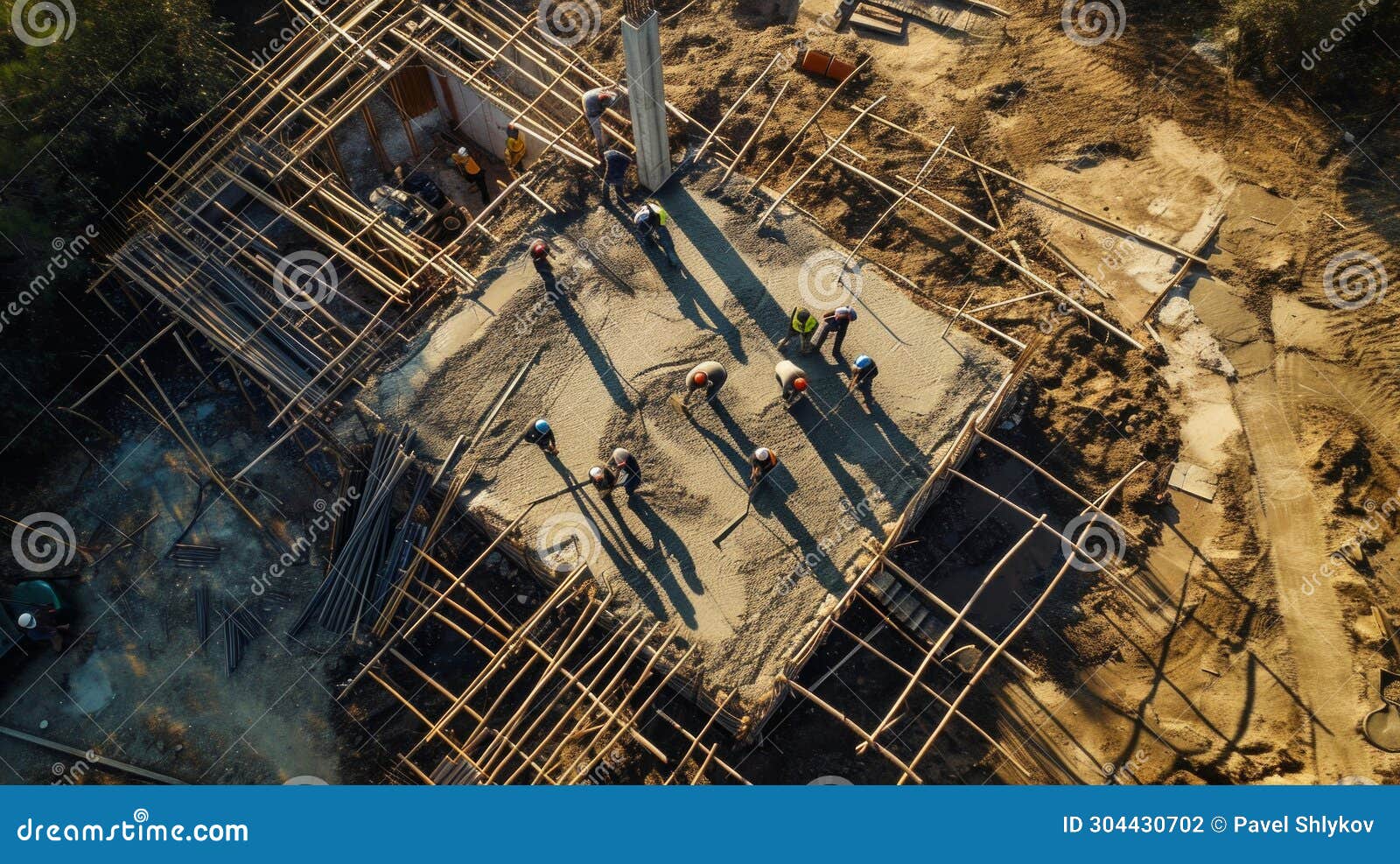 Construction Cite with Tower Cranes on Formwork. Building Construction ...