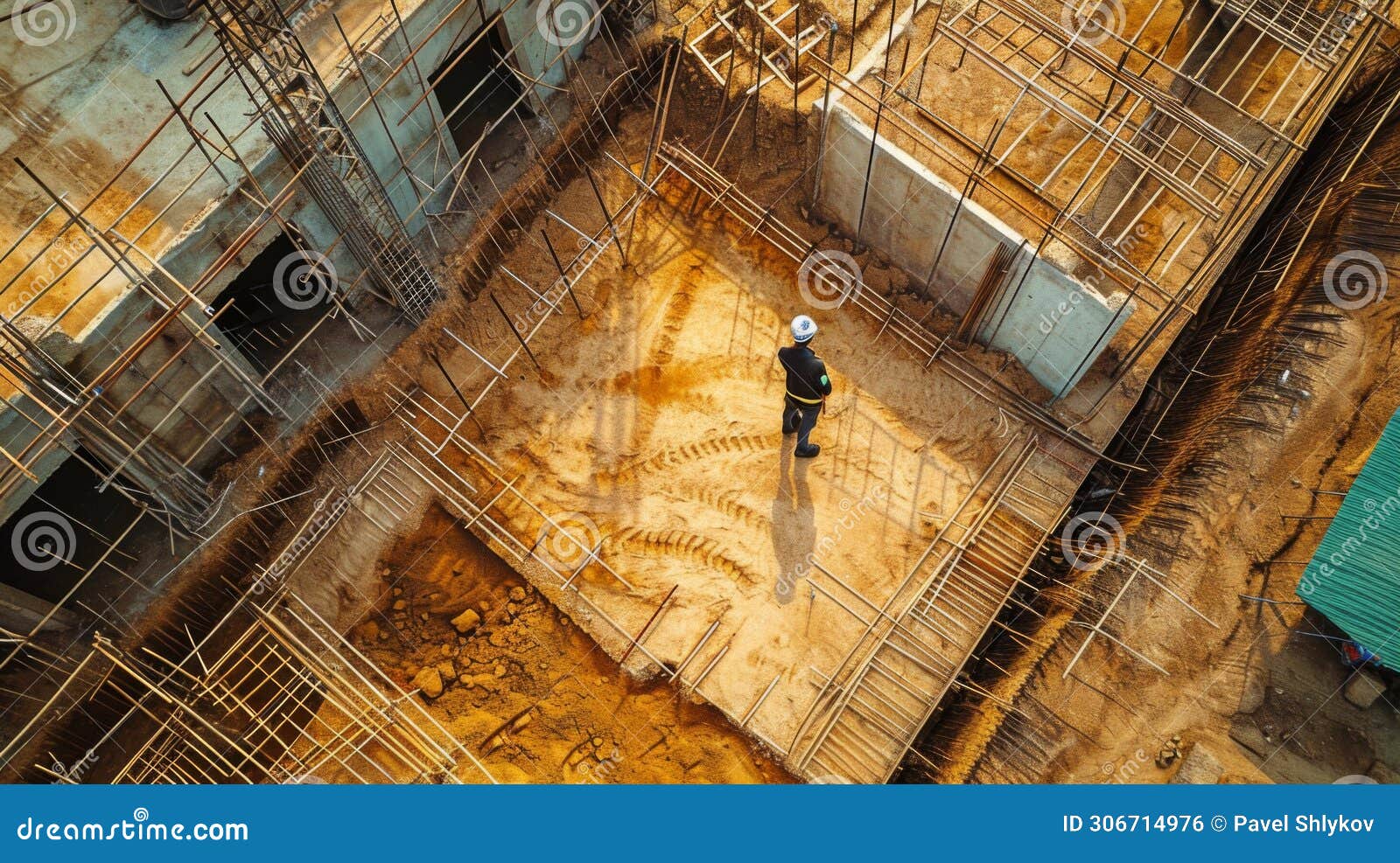 Construction Cite with Tower Cranes on Formwork. Building Construction ...