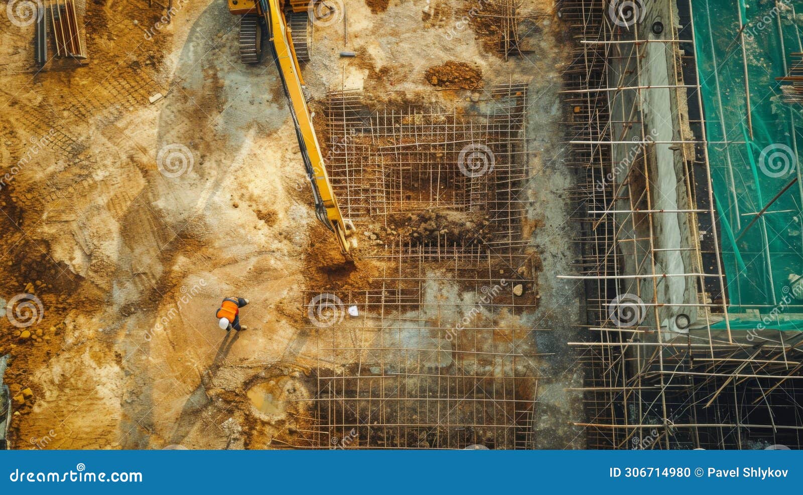 Construction Cite with Tower Cranes on Formwork. Building Construction ...