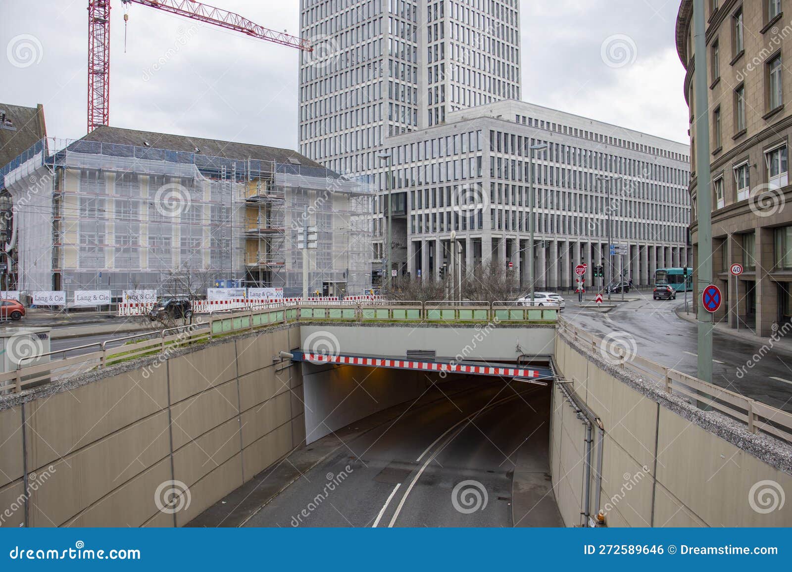 Construction in the City with a Construction Stack Underground Tunnel ...
