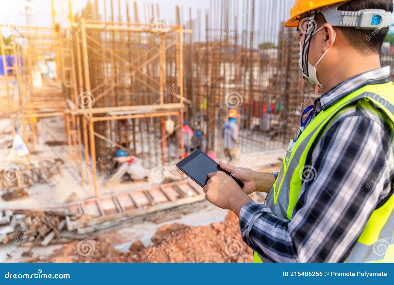 Construction Civil Engineer or Architect with Hardhat on Construction ...