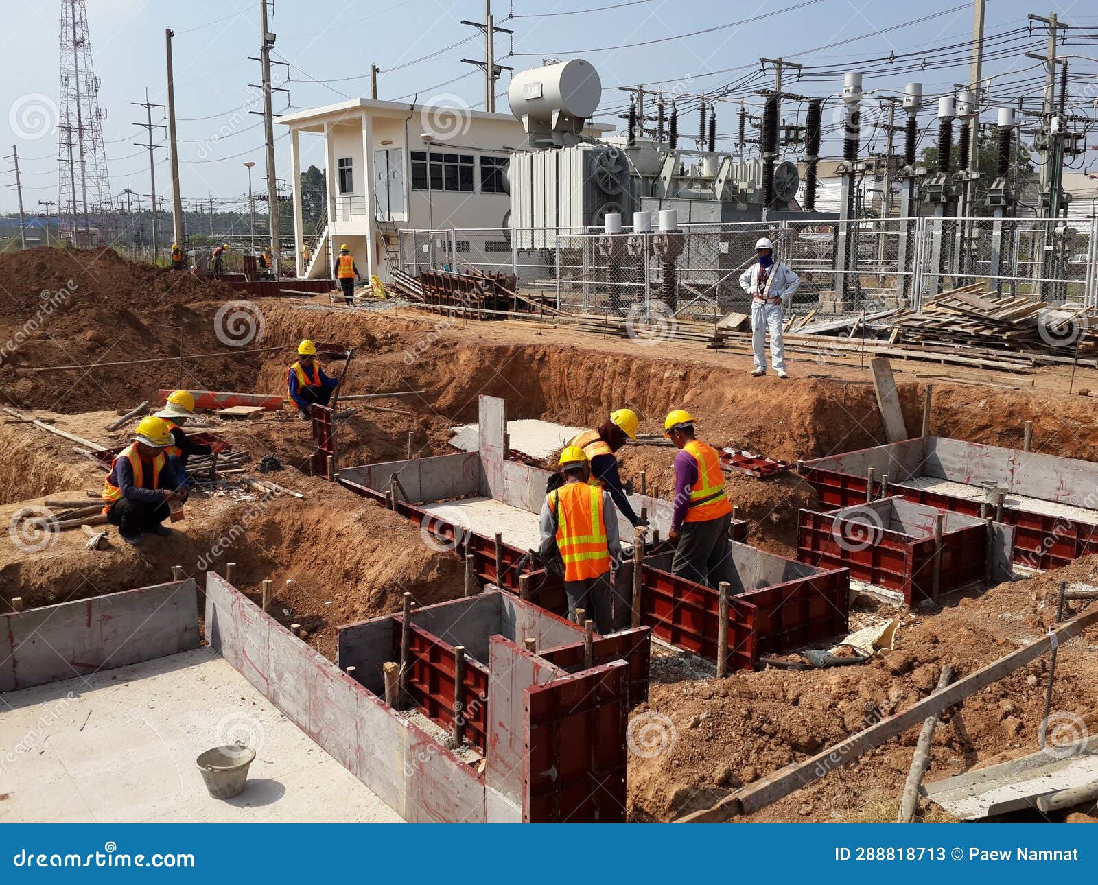 Construction civil work editorial stock photo. Image of headwear ...