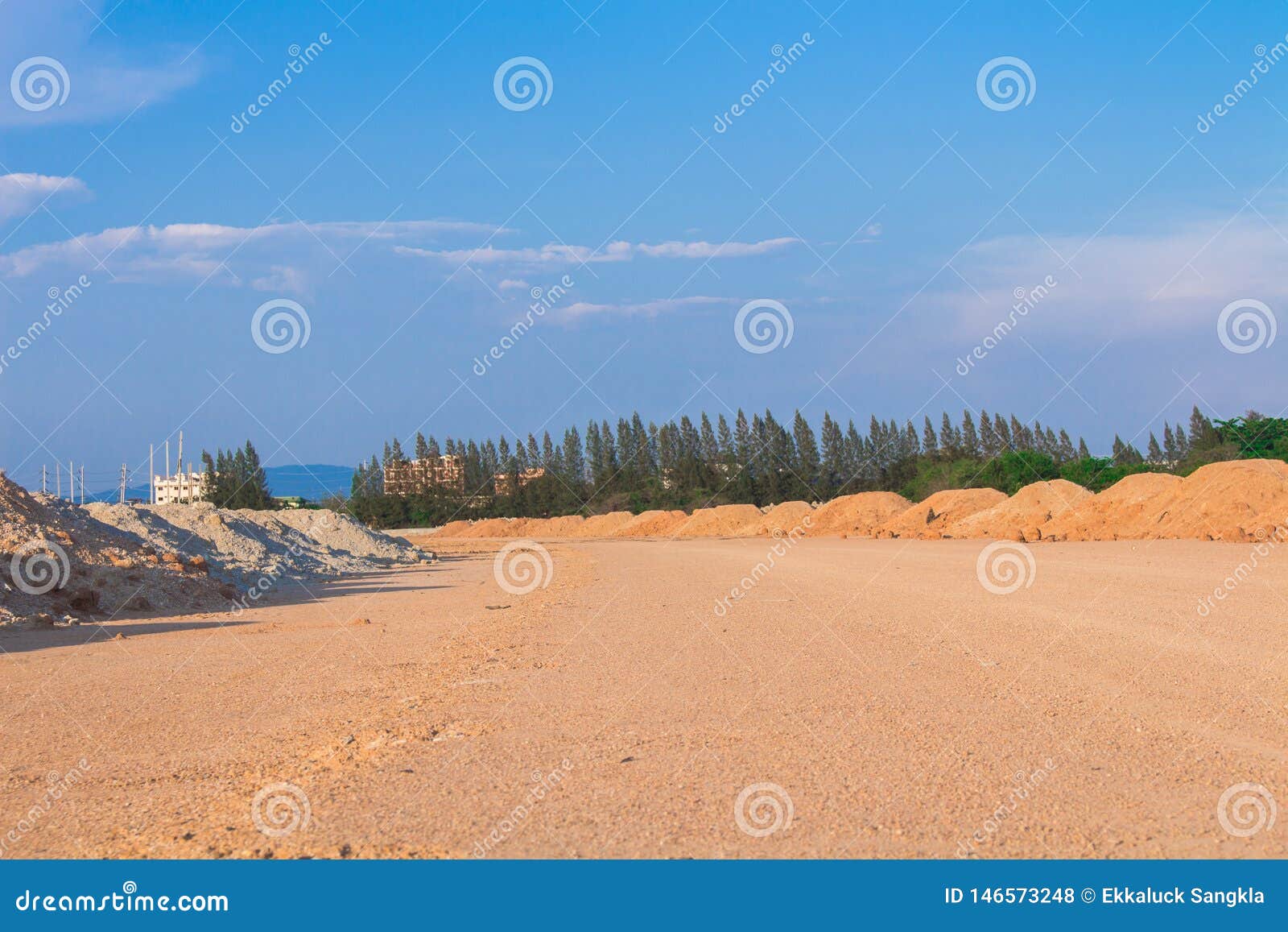 The Construction Clay, in Road Construction Working Area Stock Photo ...