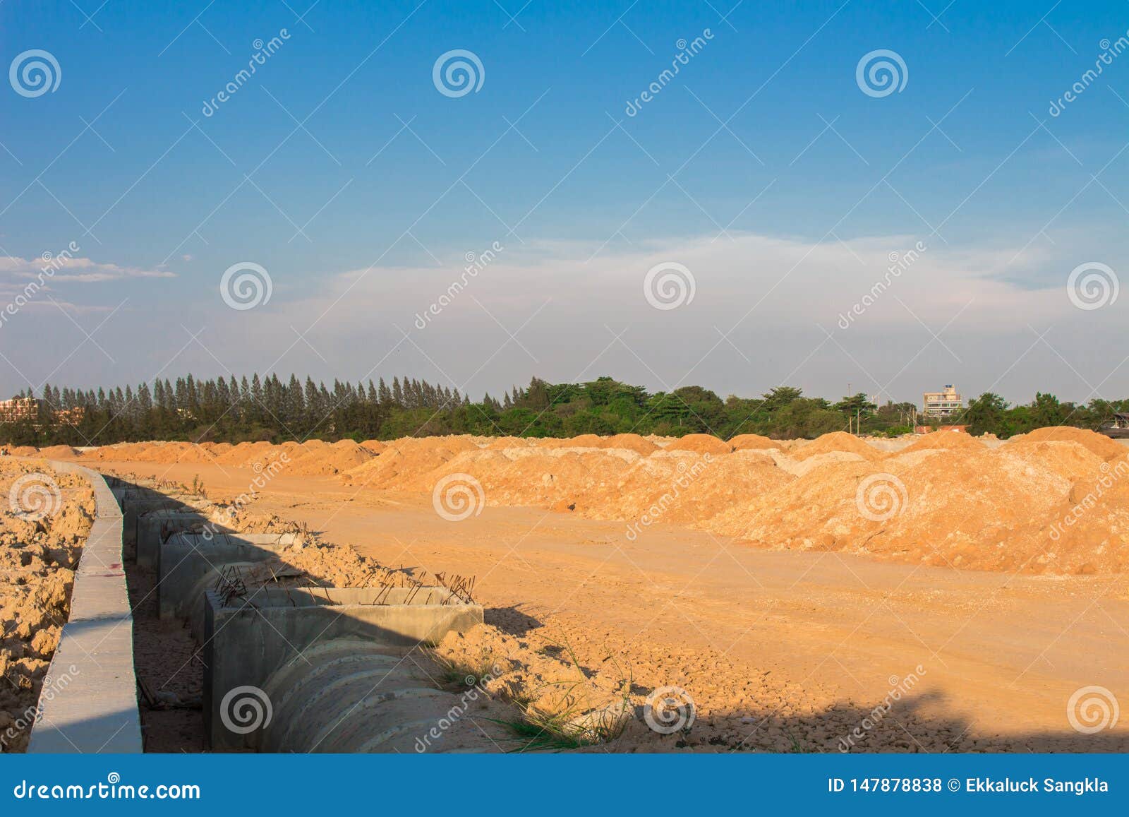 The Construction Clay, in Road Construction Working Area Stock Photo ...
