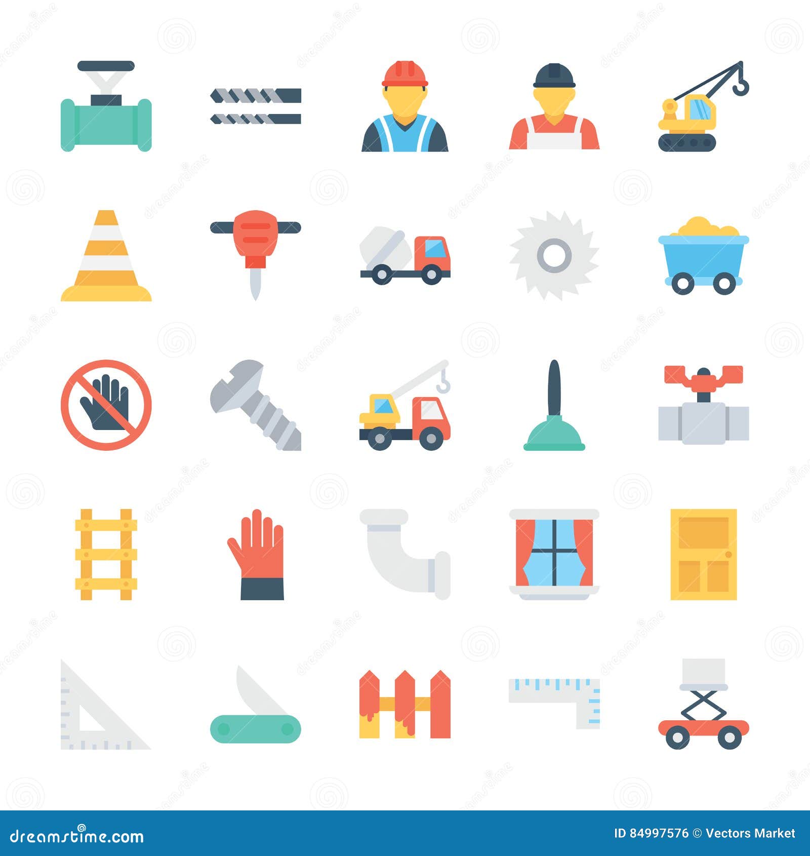 Construction Colored Vector Icons 4 Stock Illustration - Illustration ...
