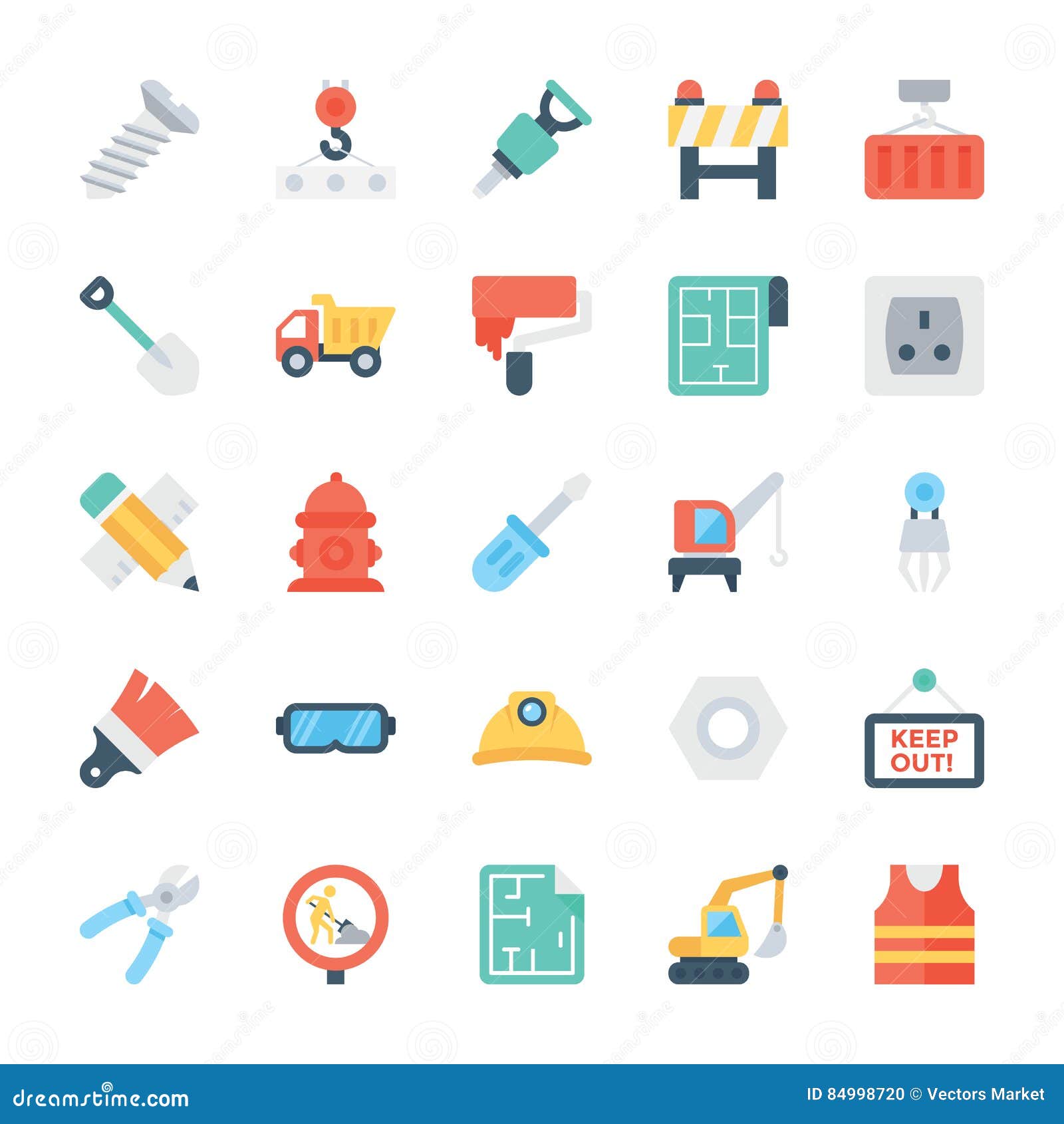 Construction Colored Vector Icons 3 Stock Illustration - Illustration ...