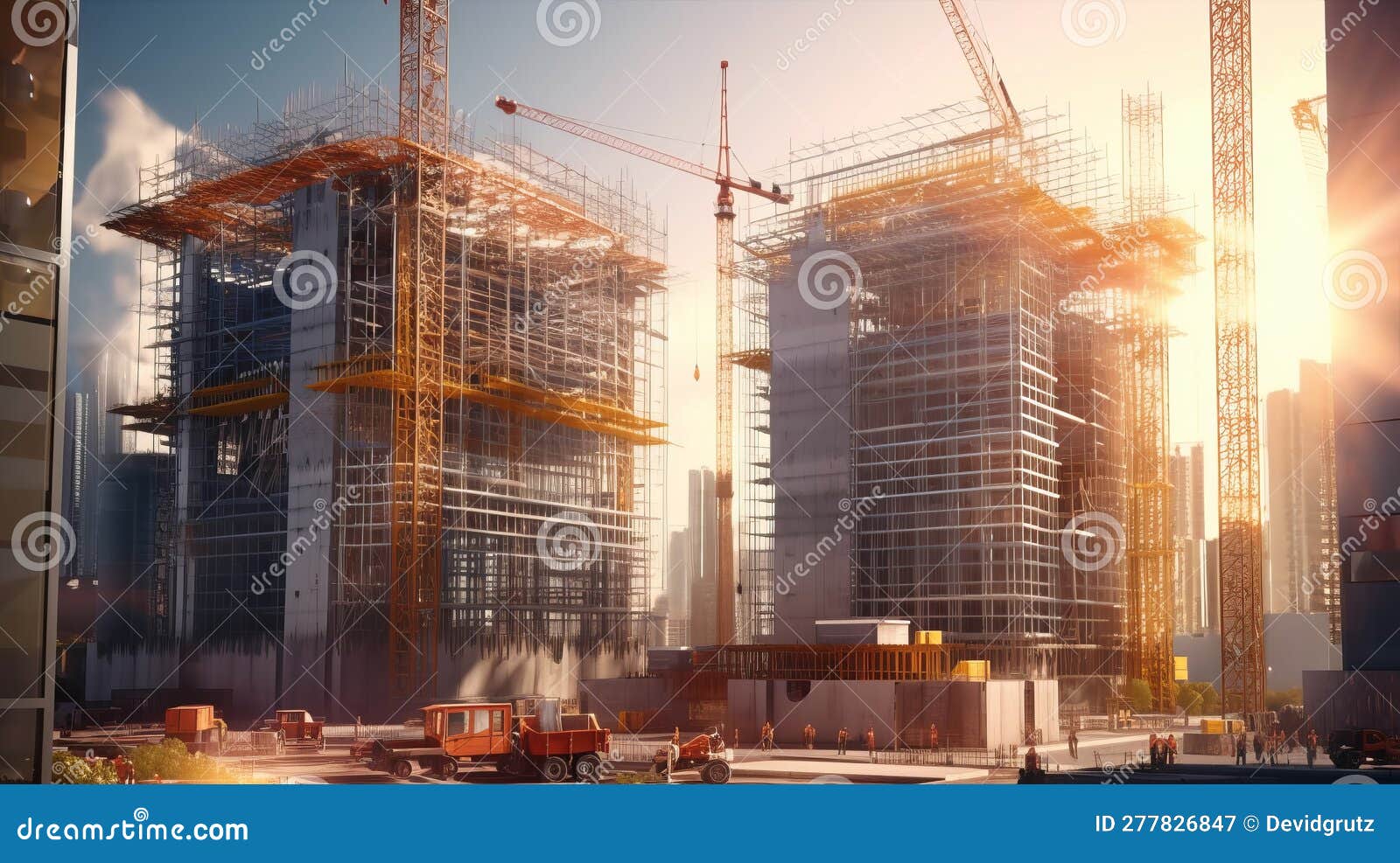 Construction Company Build a New Big Building. Generative AI Stock ...