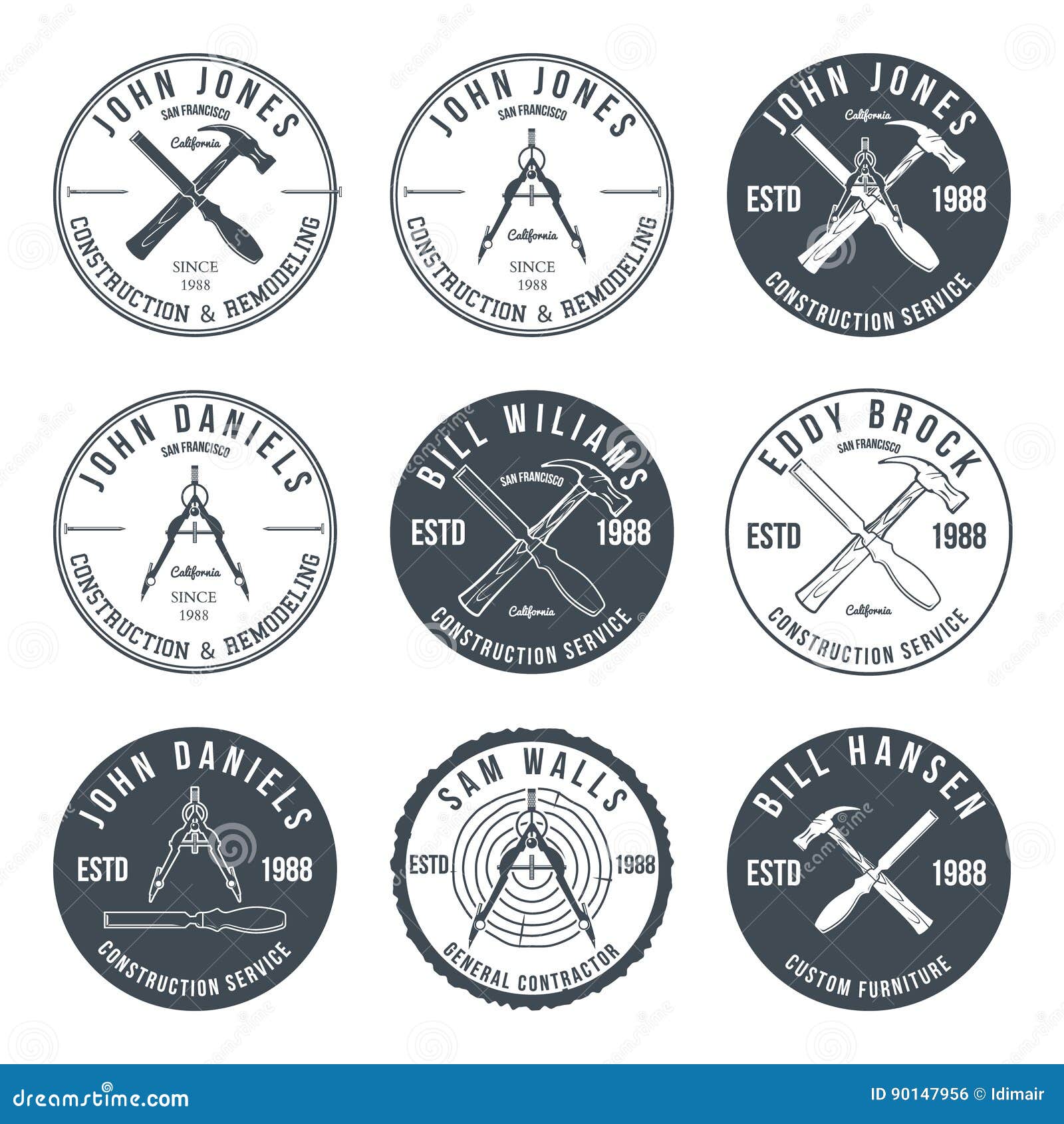 Construction Company Label and Badges. Vector Stock Vector ...