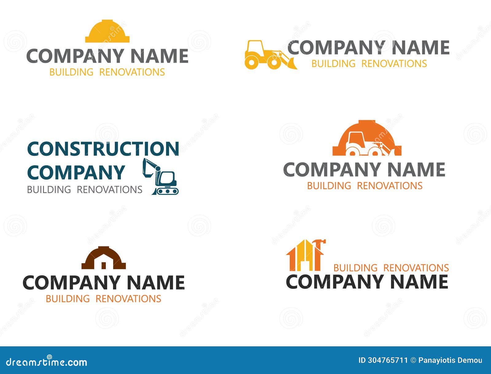 Construction Company Logo Variations Stock Illustration - Illustration ...