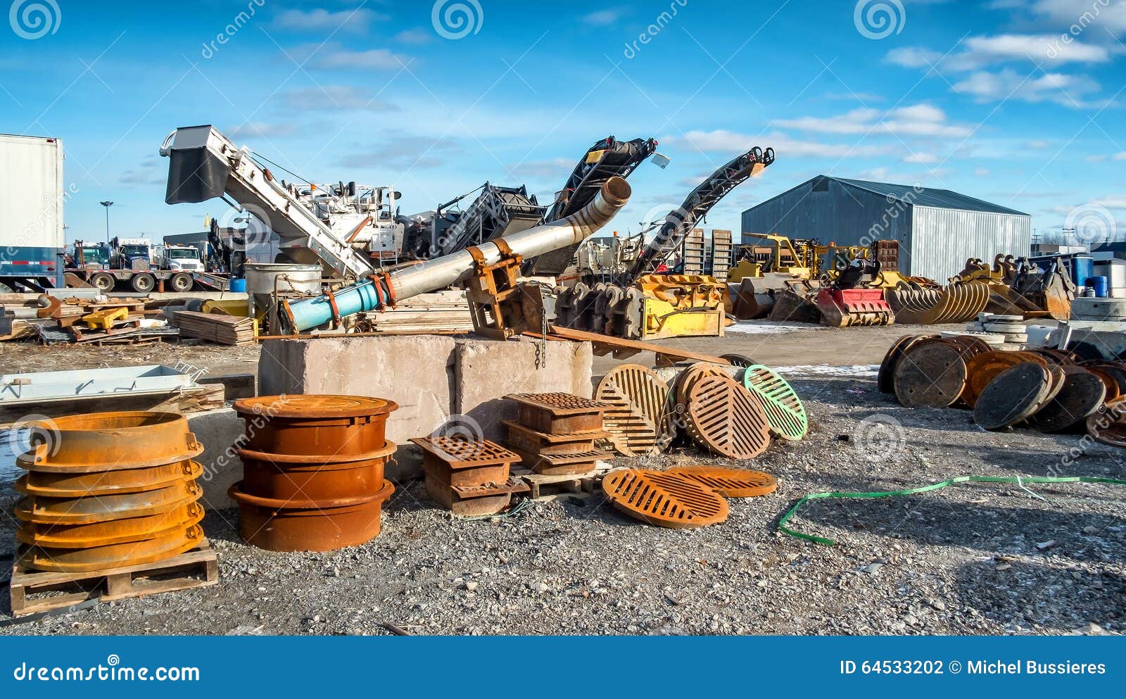 Construction company yard stock photo. Image of maximum - 64533202