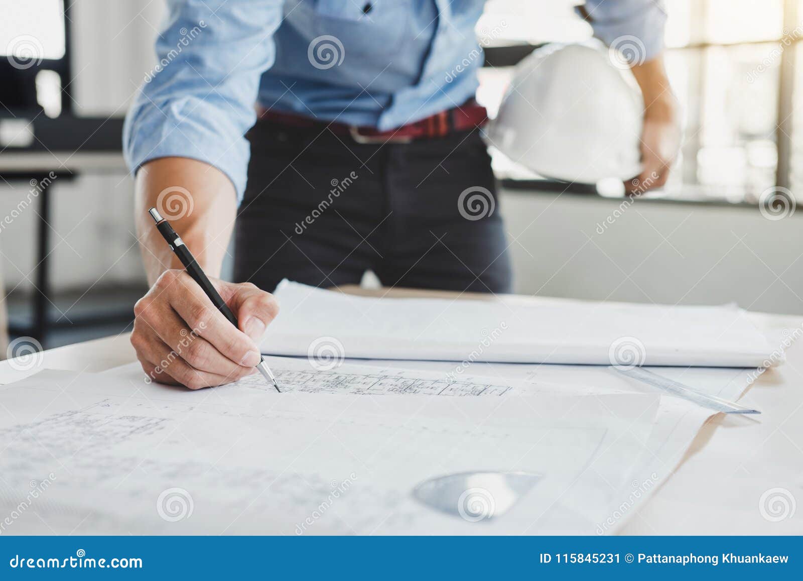 Construction Concept, Hands of Architect or Engineer Working for Stock ...